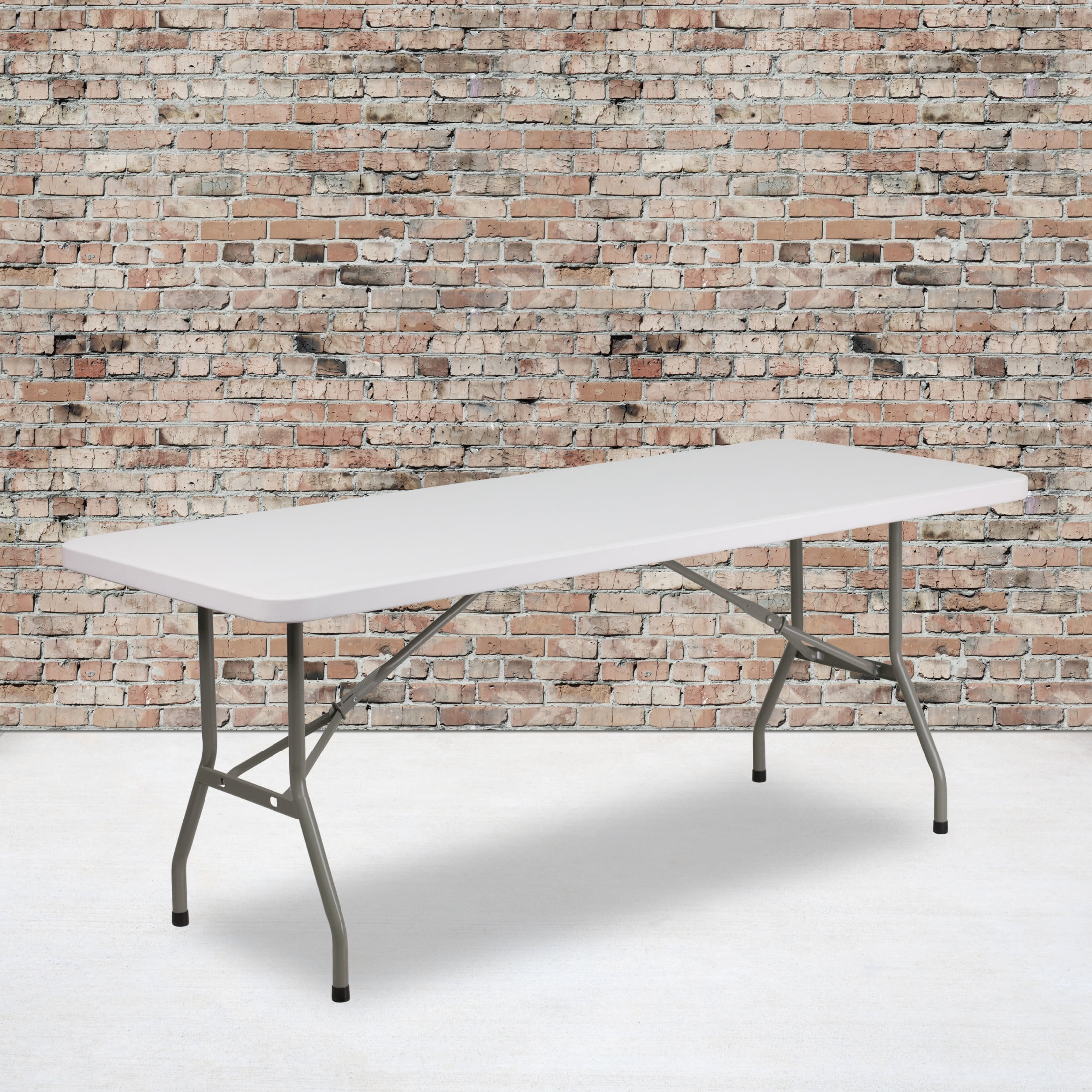 Emma + Oliver 6-Foot Granite White Plastic Folding Table - Banquet ...