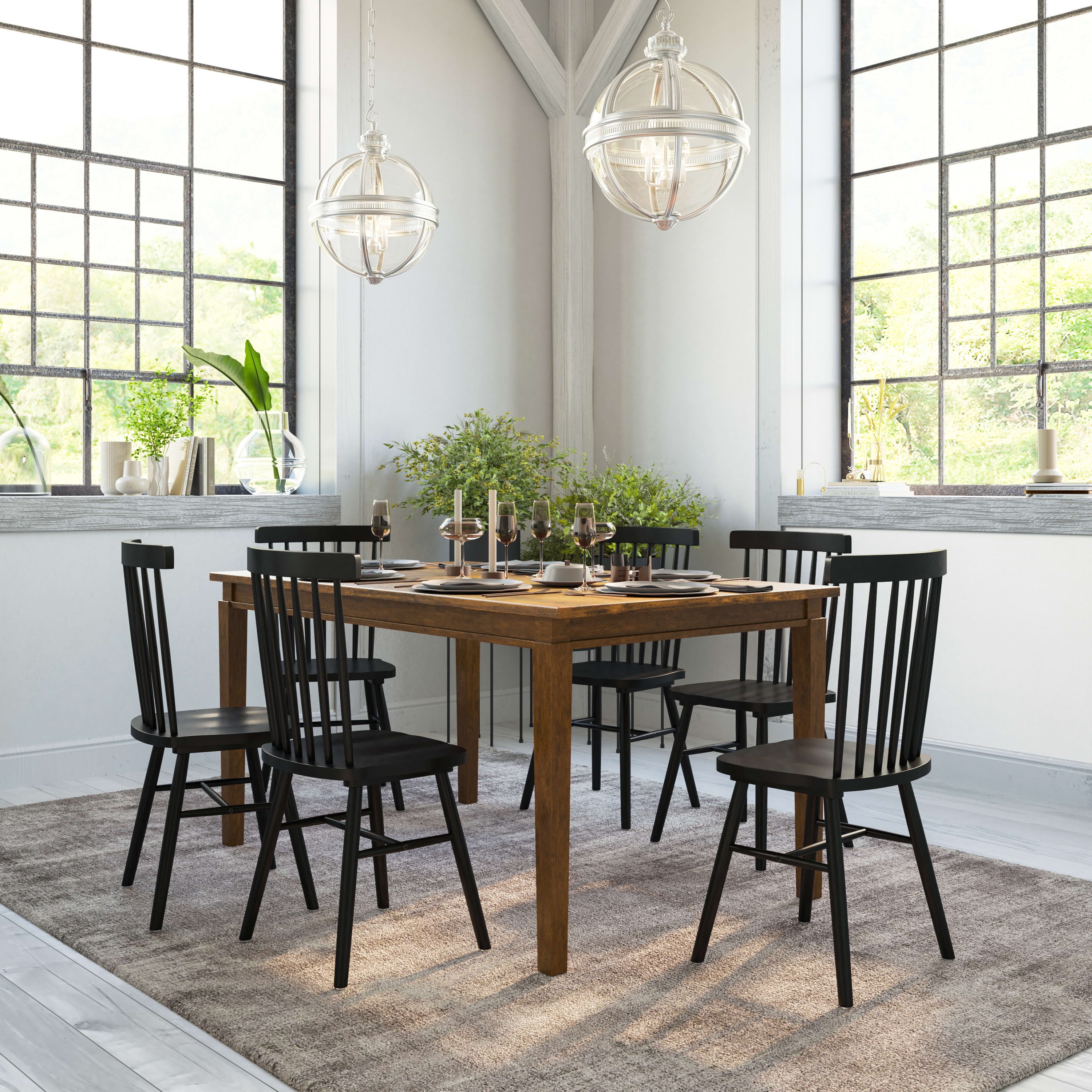 Emma + Oliver 60" Rectangle Wooden Dining Table for 6 in Matte Brown ...