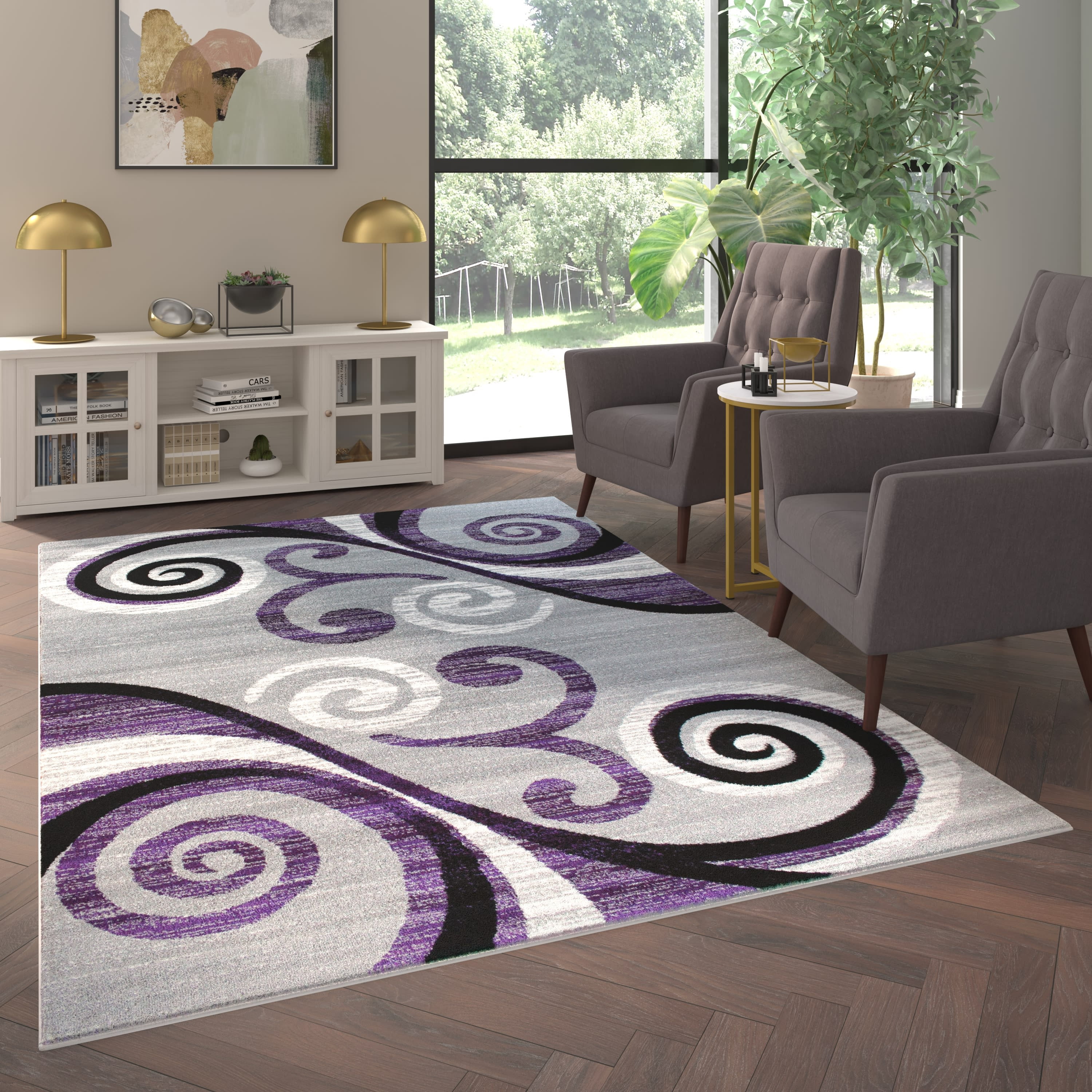 Emma + Oliver 6x9 Scraped Look Ultra Soft Plush Pile Olefin Accent Rug ...