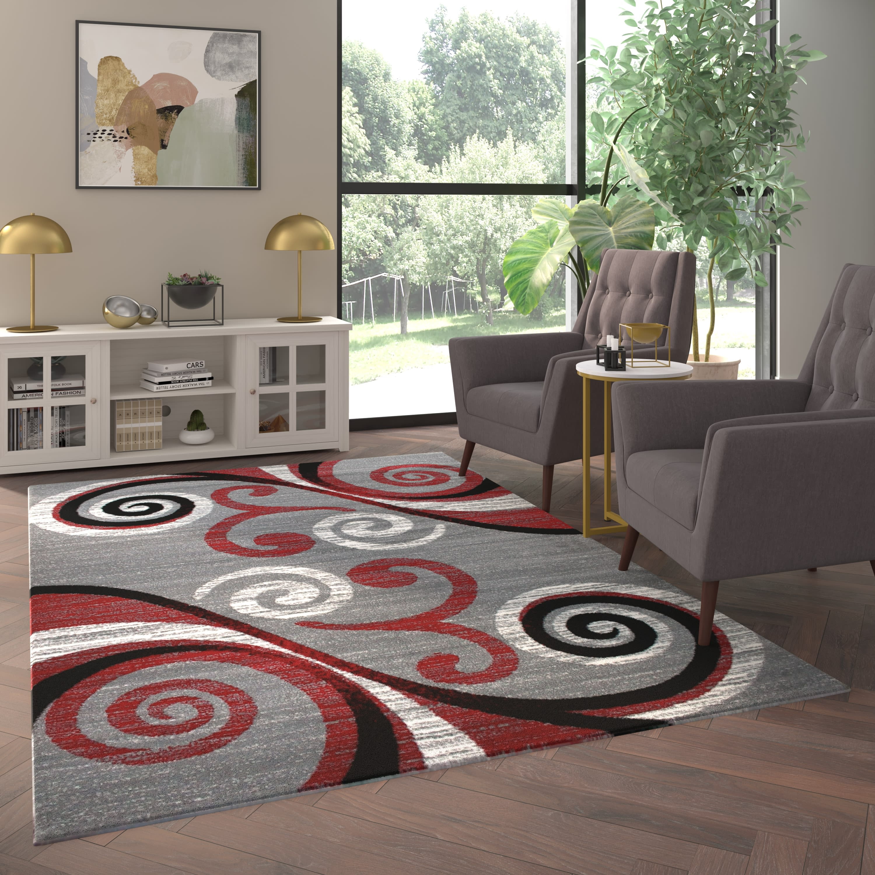 Emma + Oliver 6x9 Scraped Look Ultra Soft Plush Pile Olefin Accent Rug ...