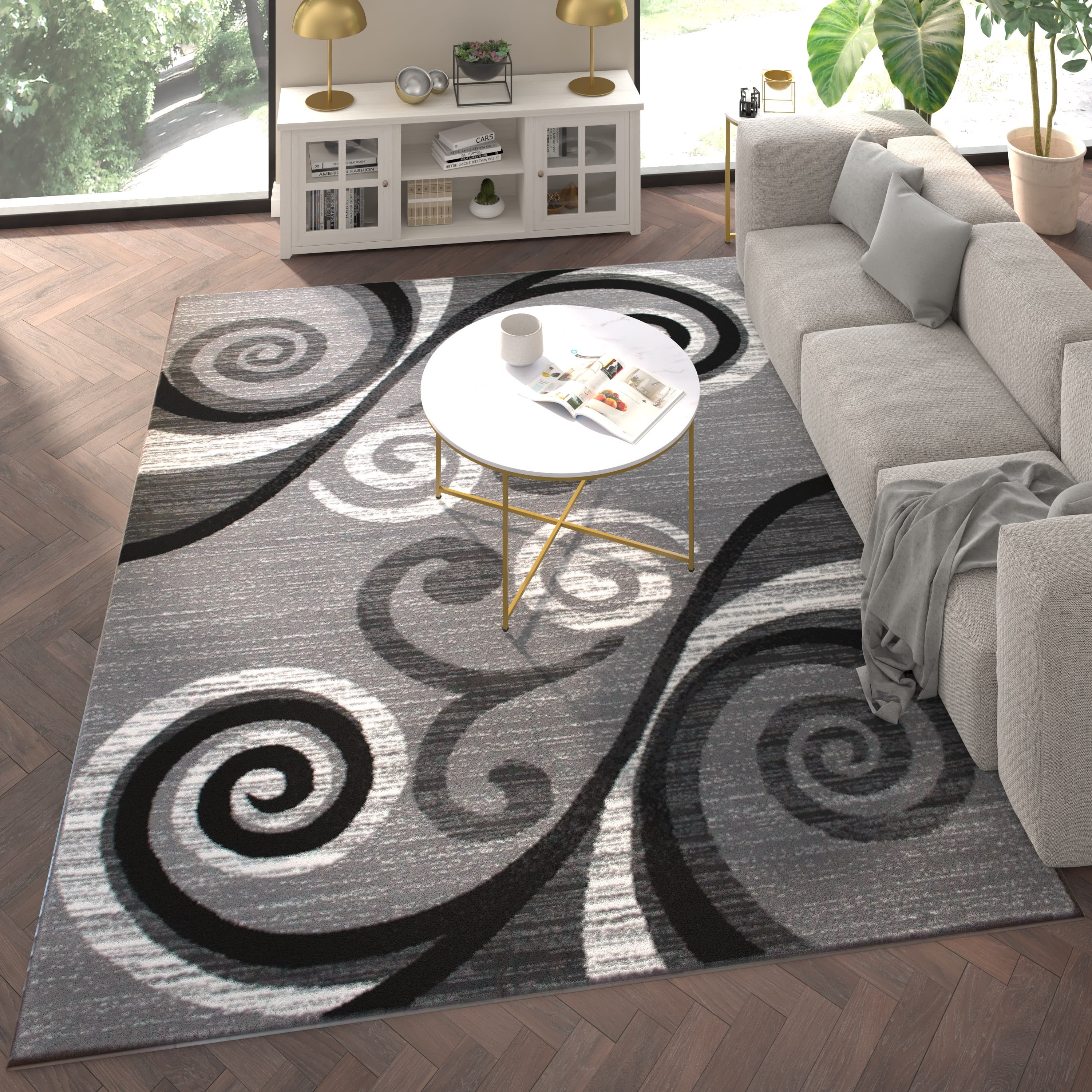 Emma + Oliver 8x10 Scraped Look Ultra Soft Plush Pile Olefin Accent Rug ...