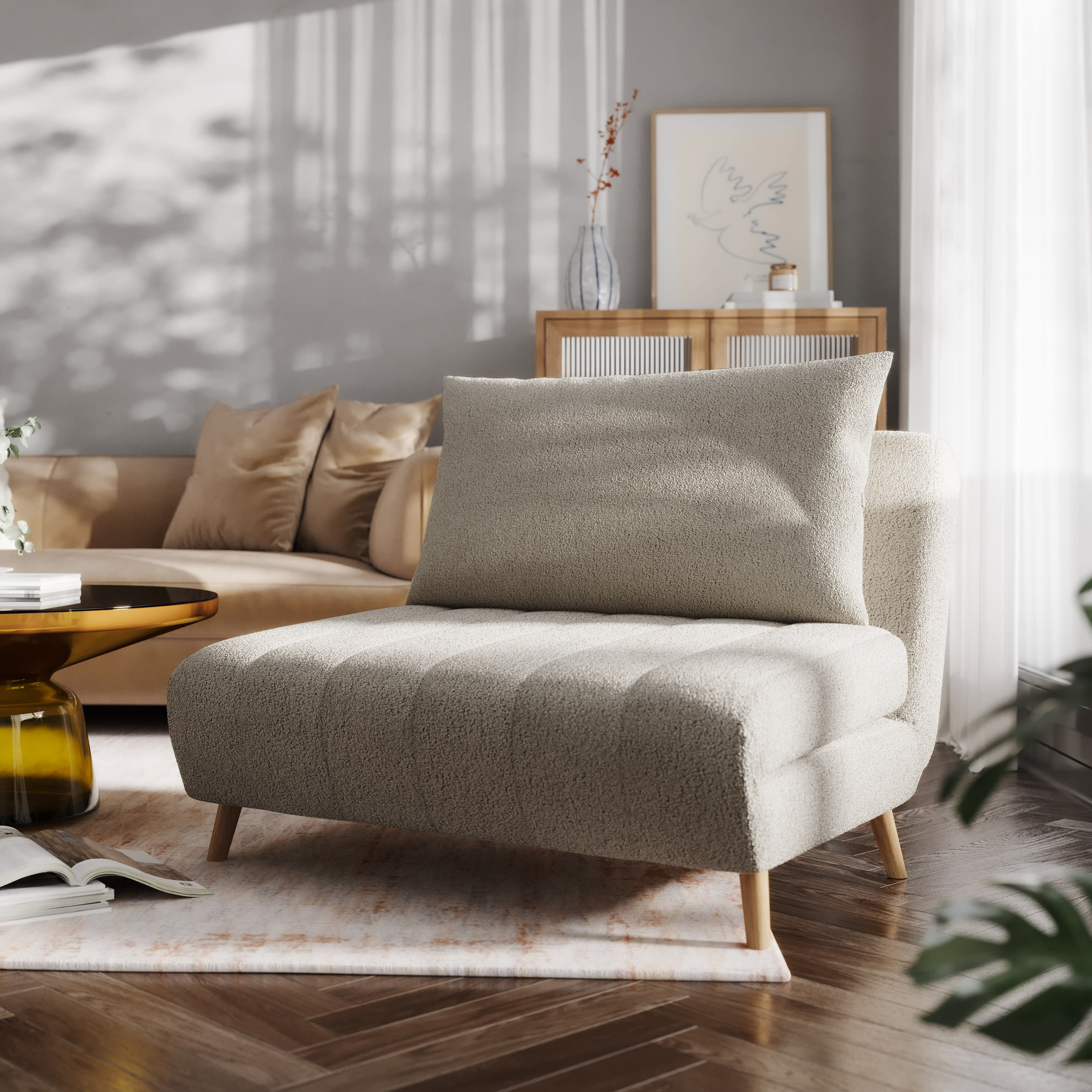 Emma + Oliver Adjustable Tri-Fold Sleeper Chair with Hideaway Legs and ...