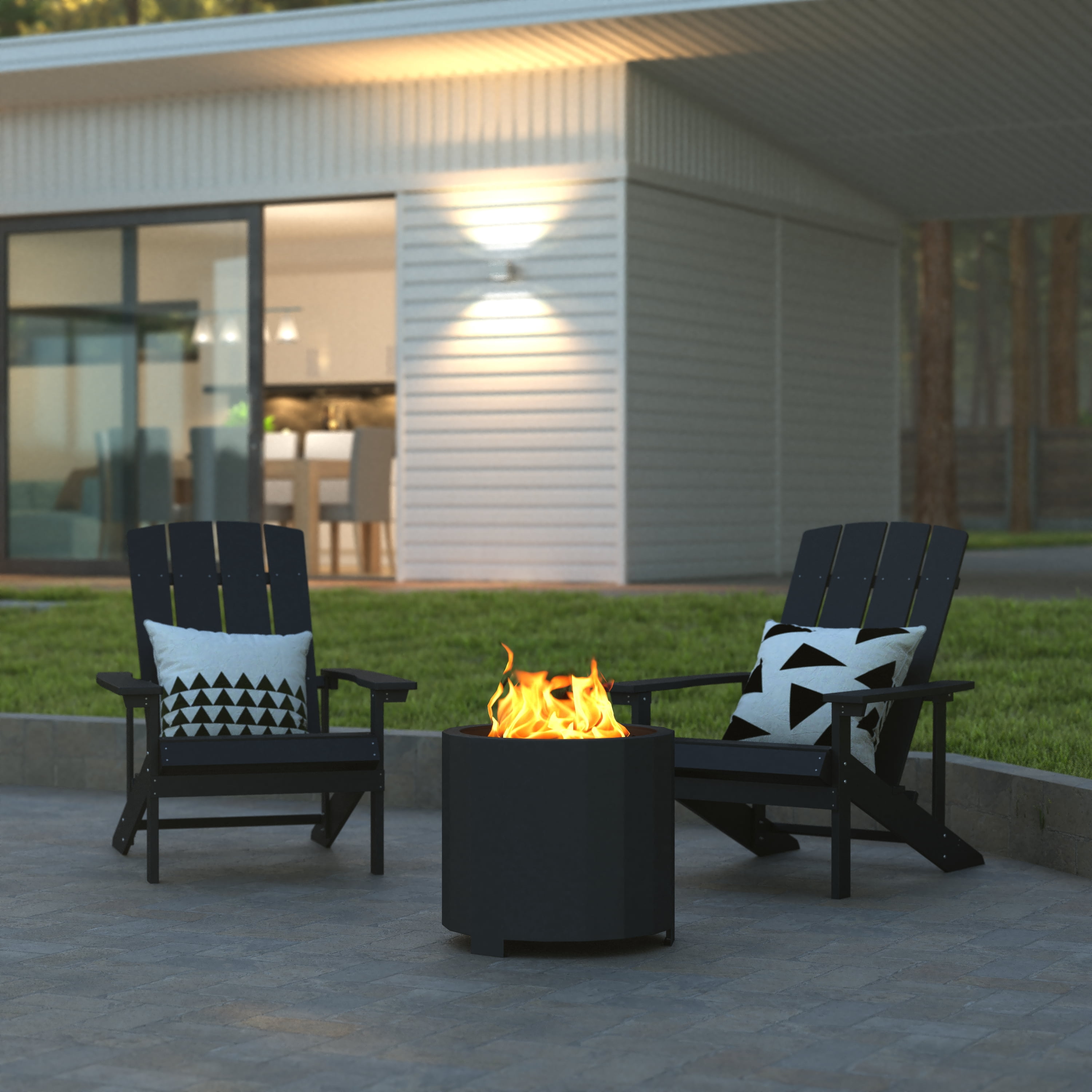 Emma + Oliver Black Finished Steel 19.5" Portable Smokeless Wood ...