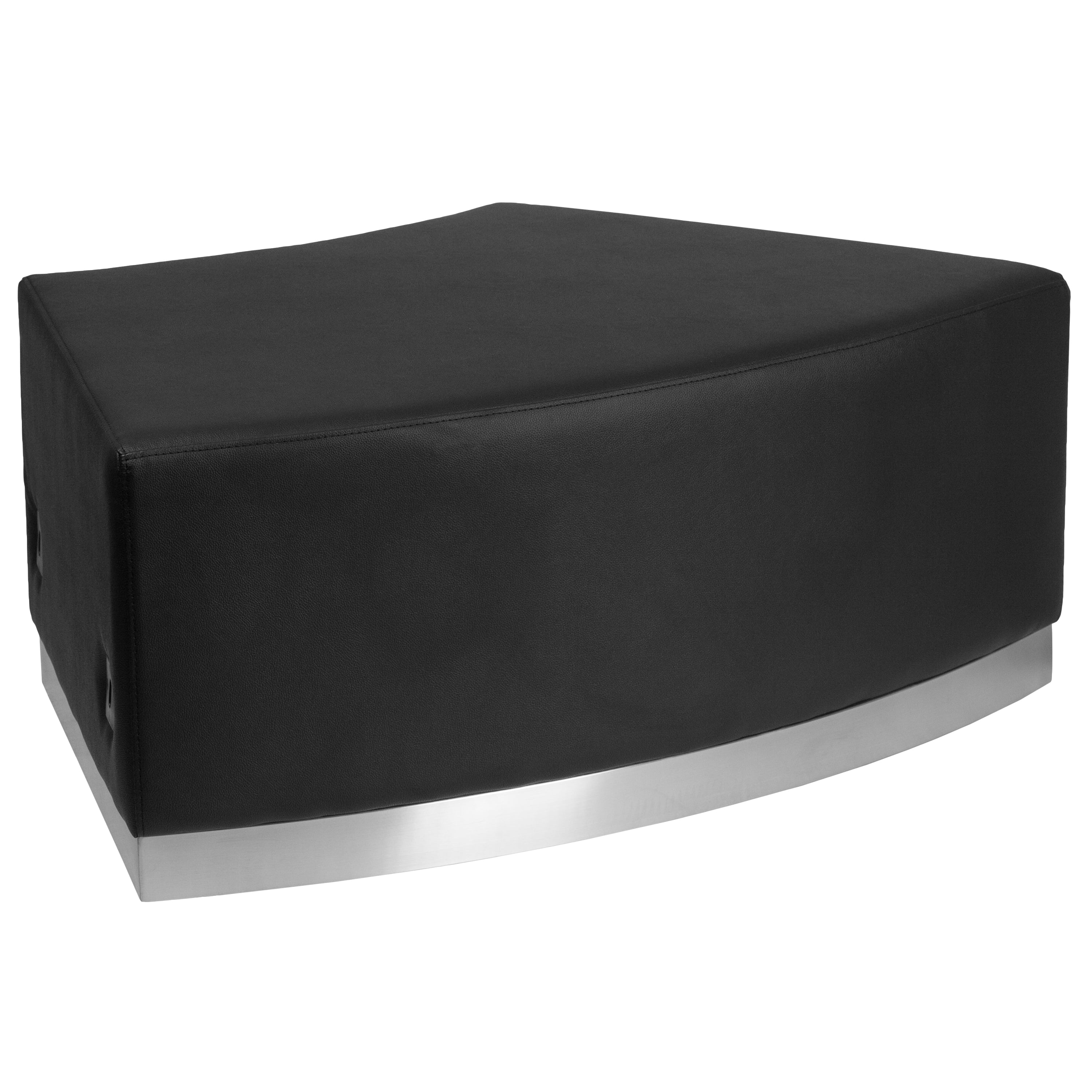 Emma + Oliver Black LeatherSoft Backless Convex Chair with Brushed ...