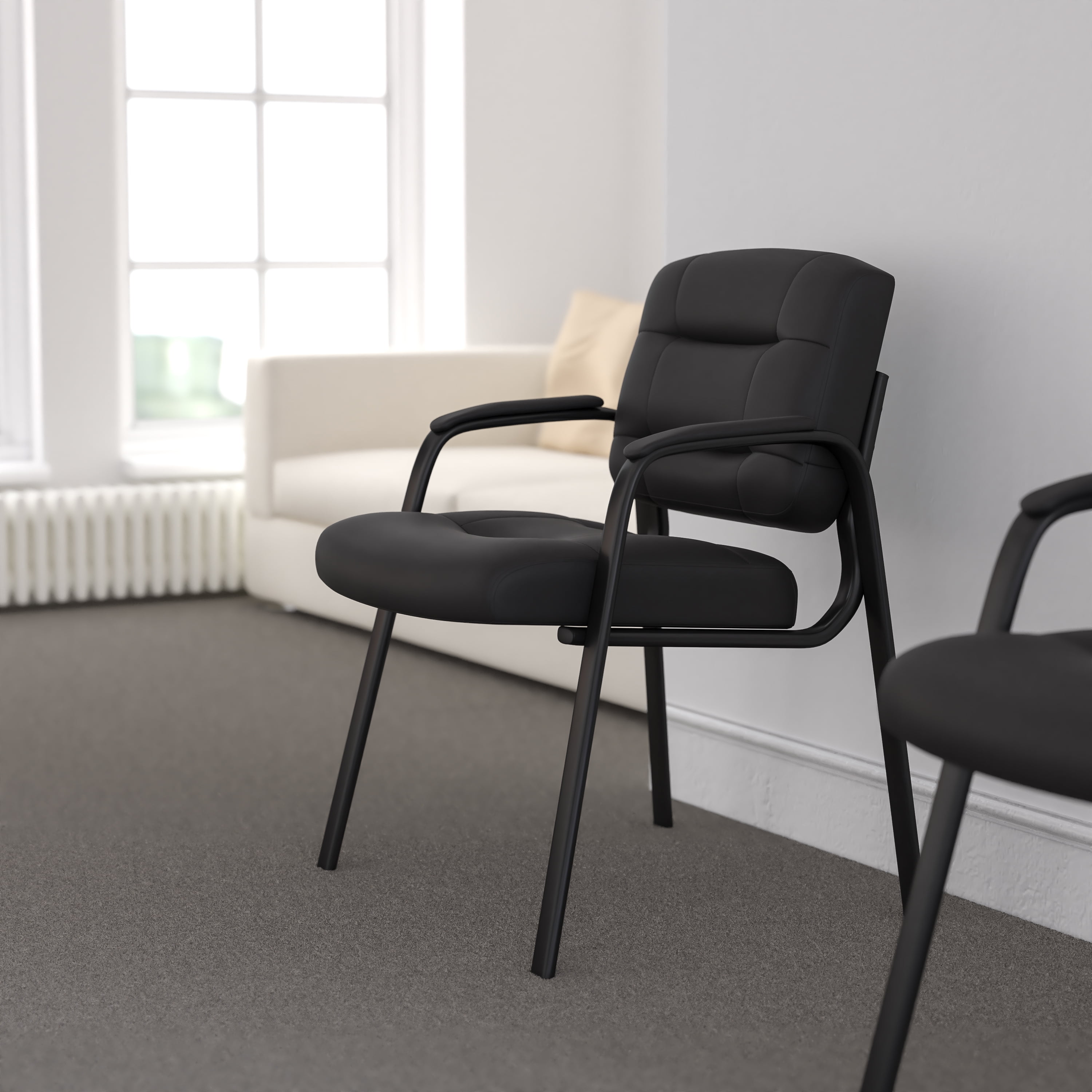 Emma + Oliver Black LeatherSoft Executive Reception Chair - Guest Chair ...