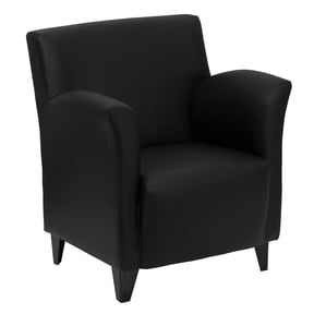 Emma + Oliver Black LeatherSoft Backless Convex Chair with Brushed ...