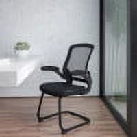 Emma + Oliver Black Mesh Sled Base Side Reception Guest Office Chair ...