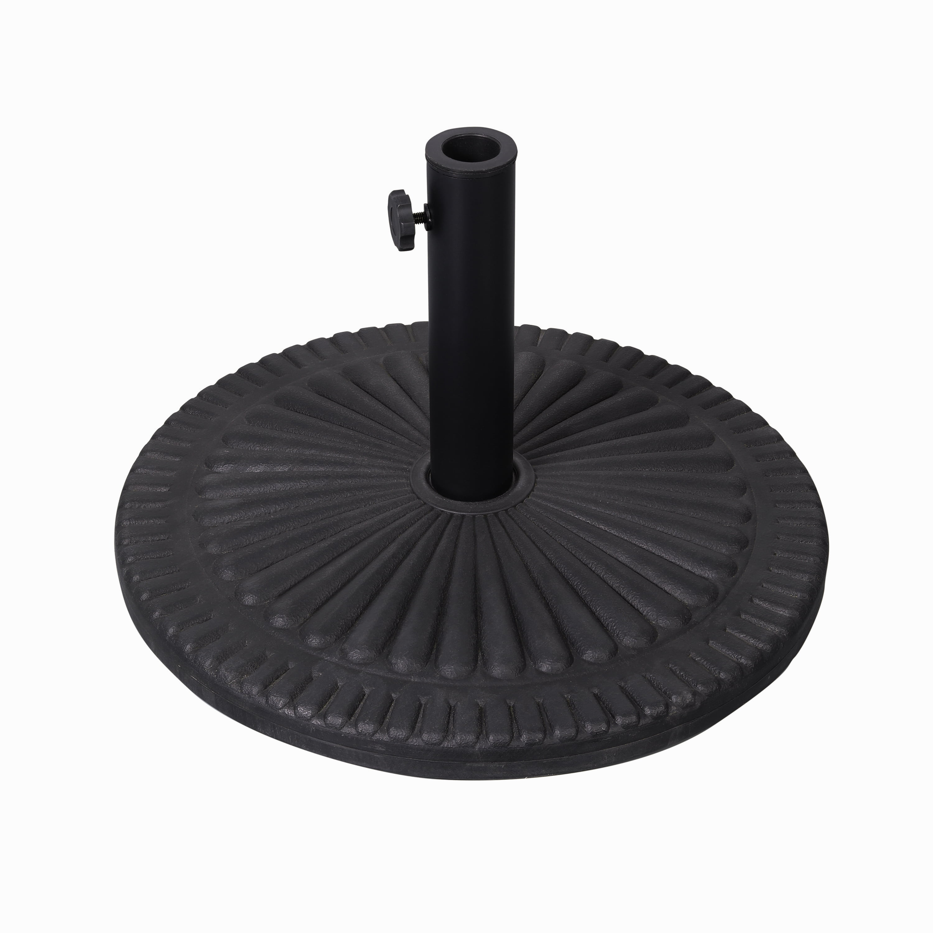 Emma + Oliver Black Round Steel Cement Plastic Patio Umbrella Bases ...