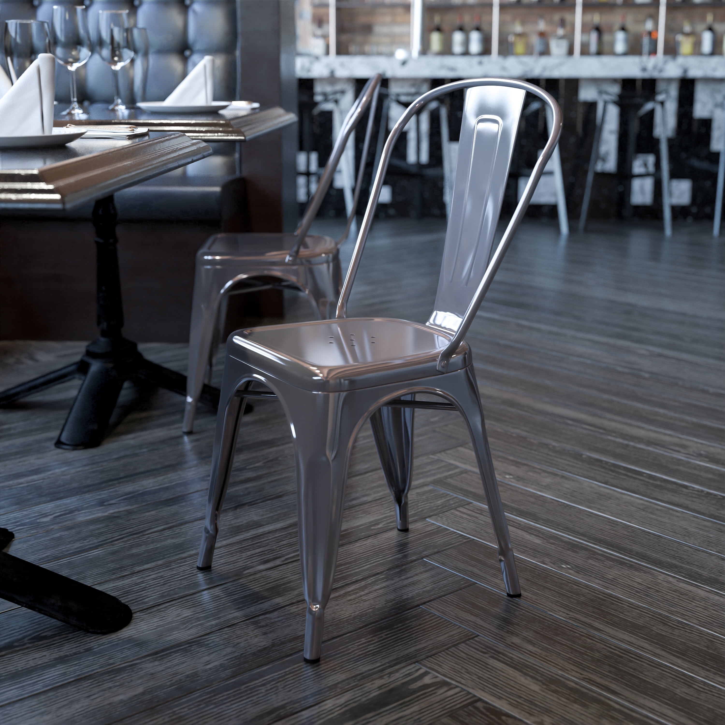Emma + Oliver Clear Coated Metal Indoor Stackable Chair - Walmart.com