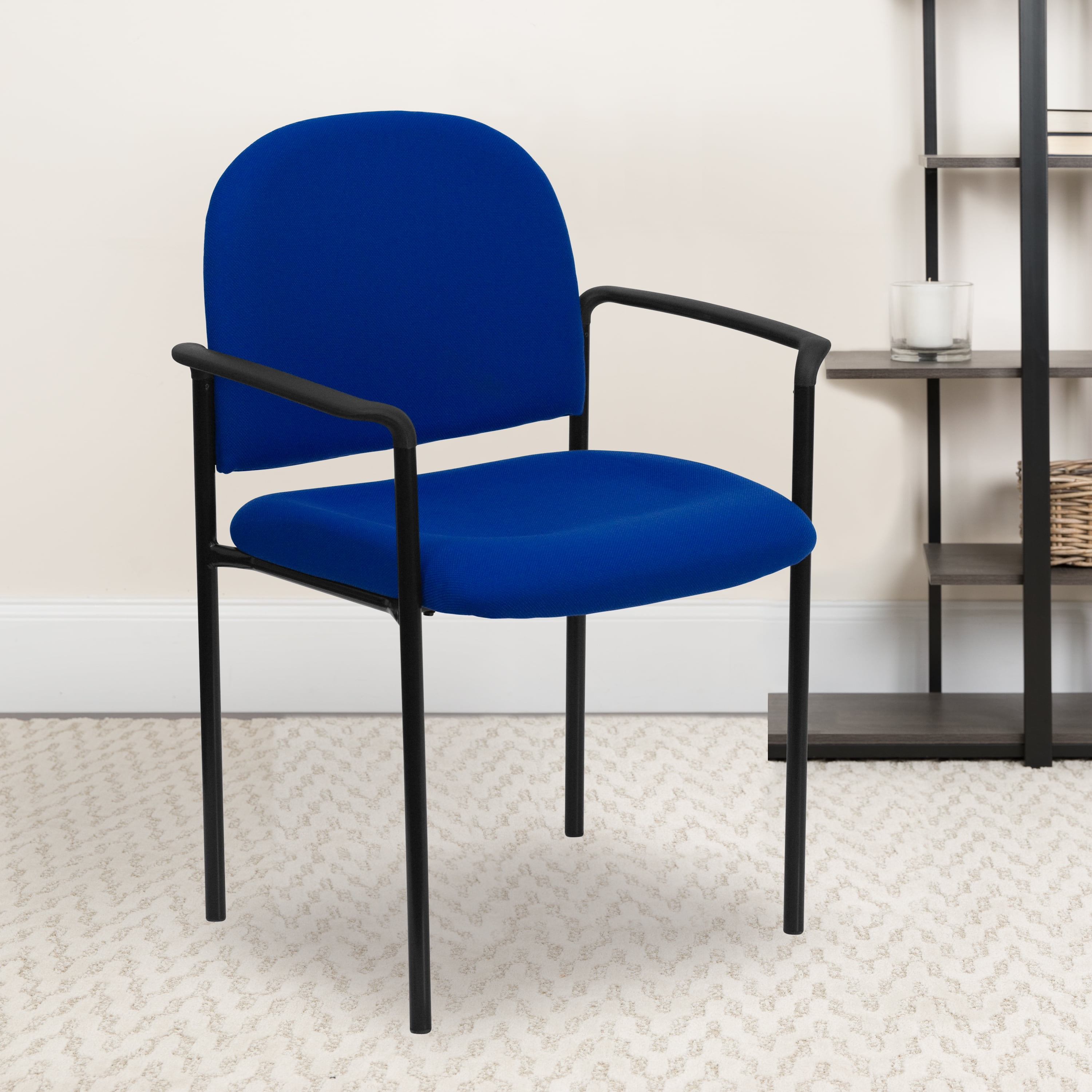 Emma + Oliver Comfort Navy Fabric Stackable Steel Side Reception Chair ...