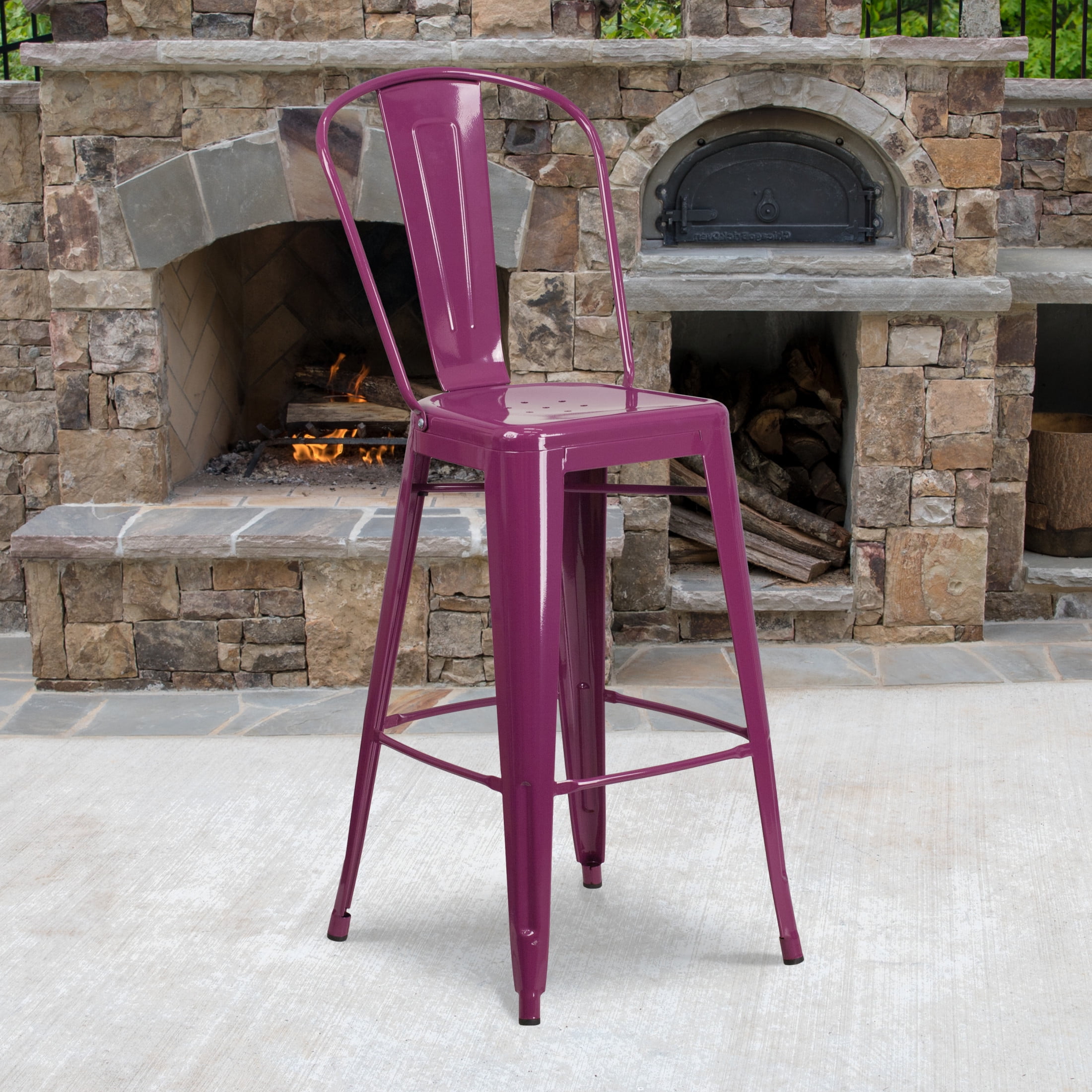 Emma + Oliver Commercial Grade 30"H Purple Metal Indoor-Outdoor ...