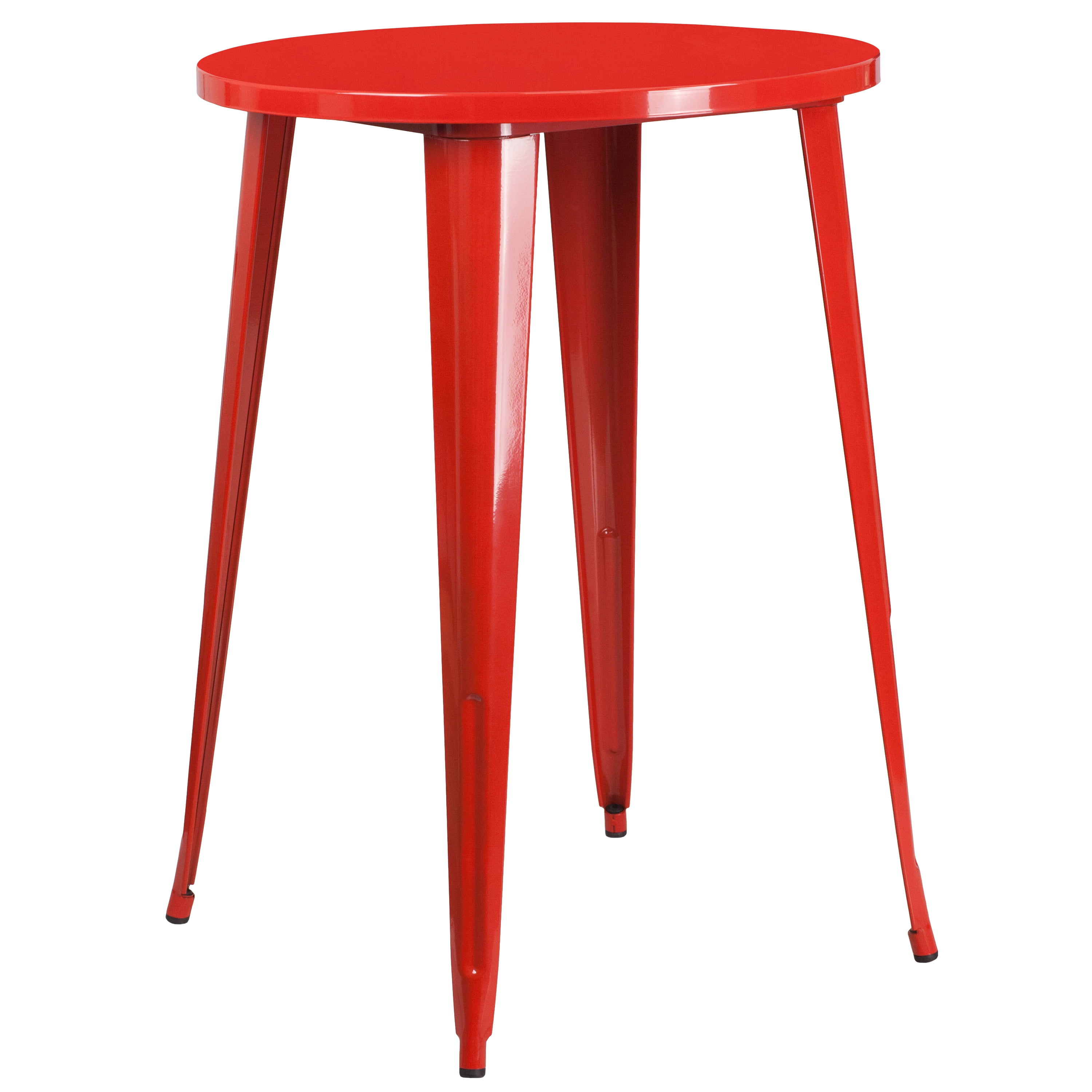 Emma + Oliver Commercial Grade 30" Round Red Metal Indoor-Outdoor Bar ...