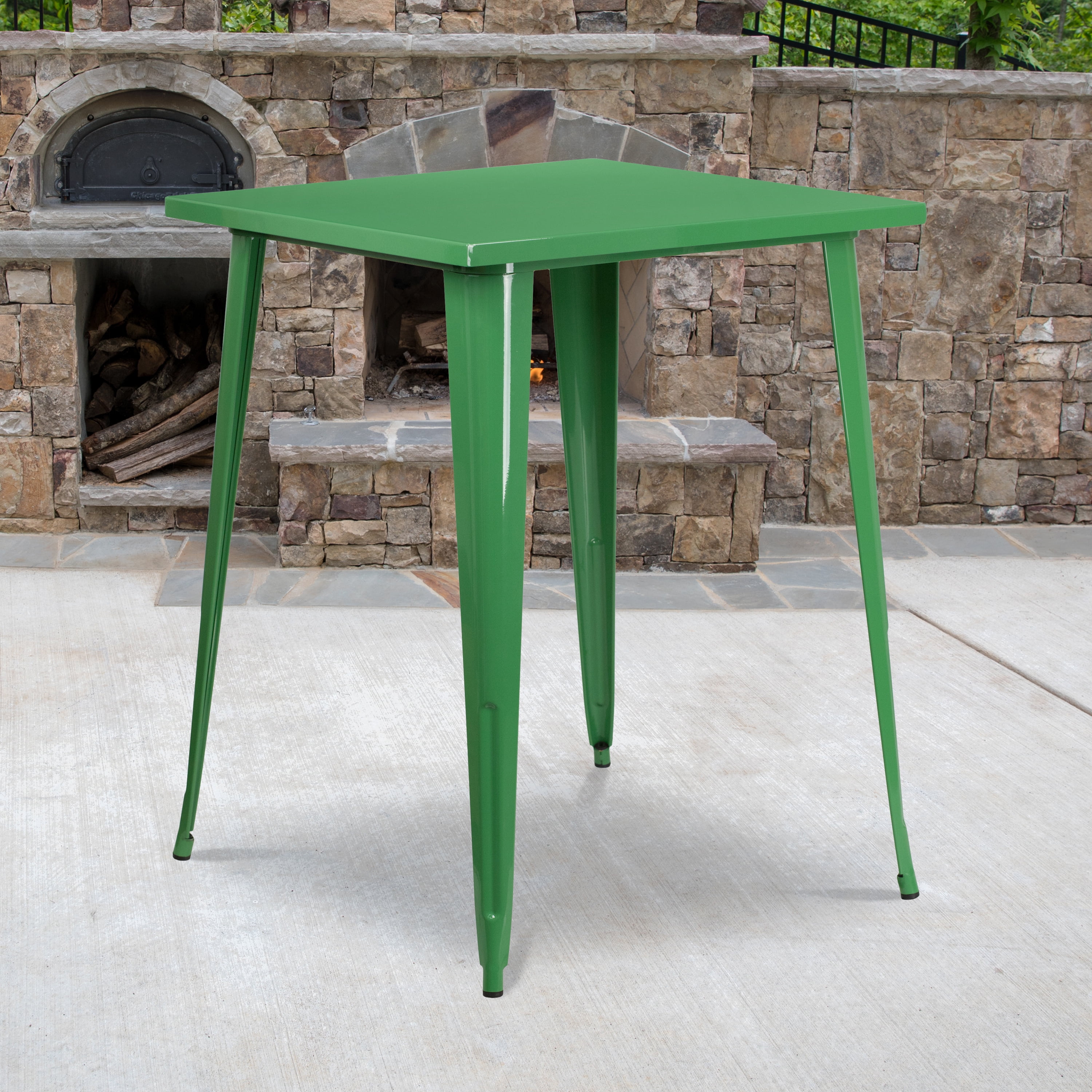 Emma + Oliver Commercial Grade 31.5" Square Green Metal Indoor-Outdoor ...