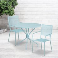 Emma + Oliver Commercial Grade 28" Square Sky Blue Folding Patio Table ...