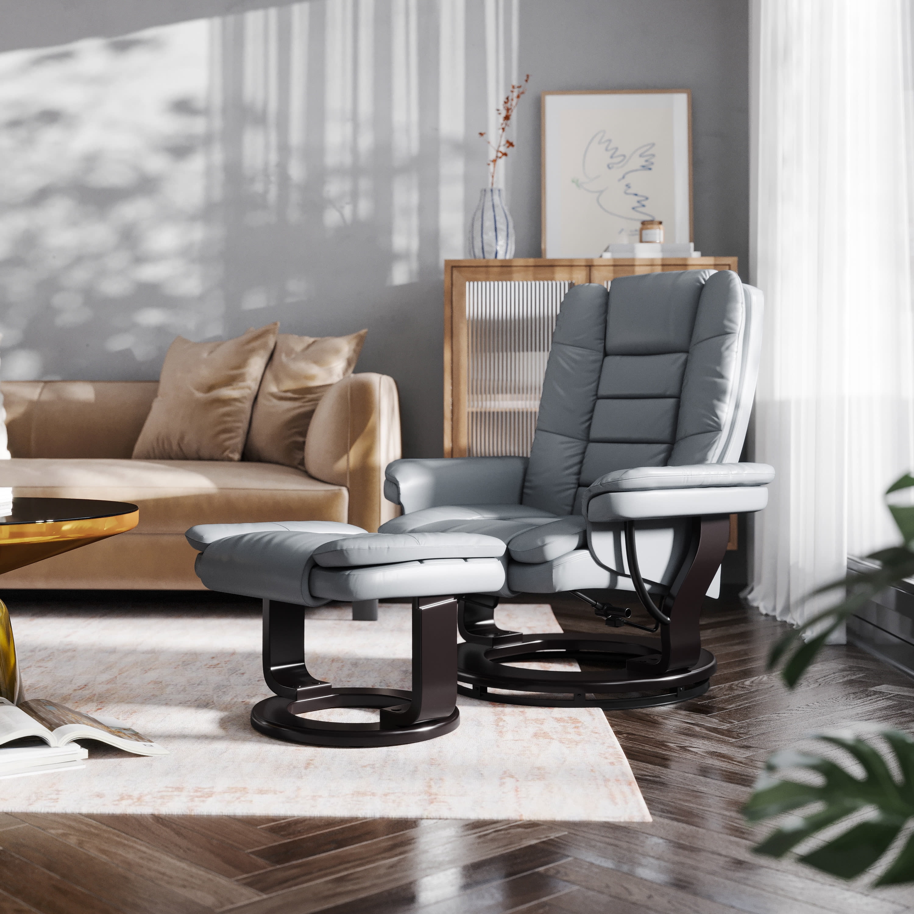 Emma + Oliver Contemporary Multi-Position Recliner with Horizontal ...