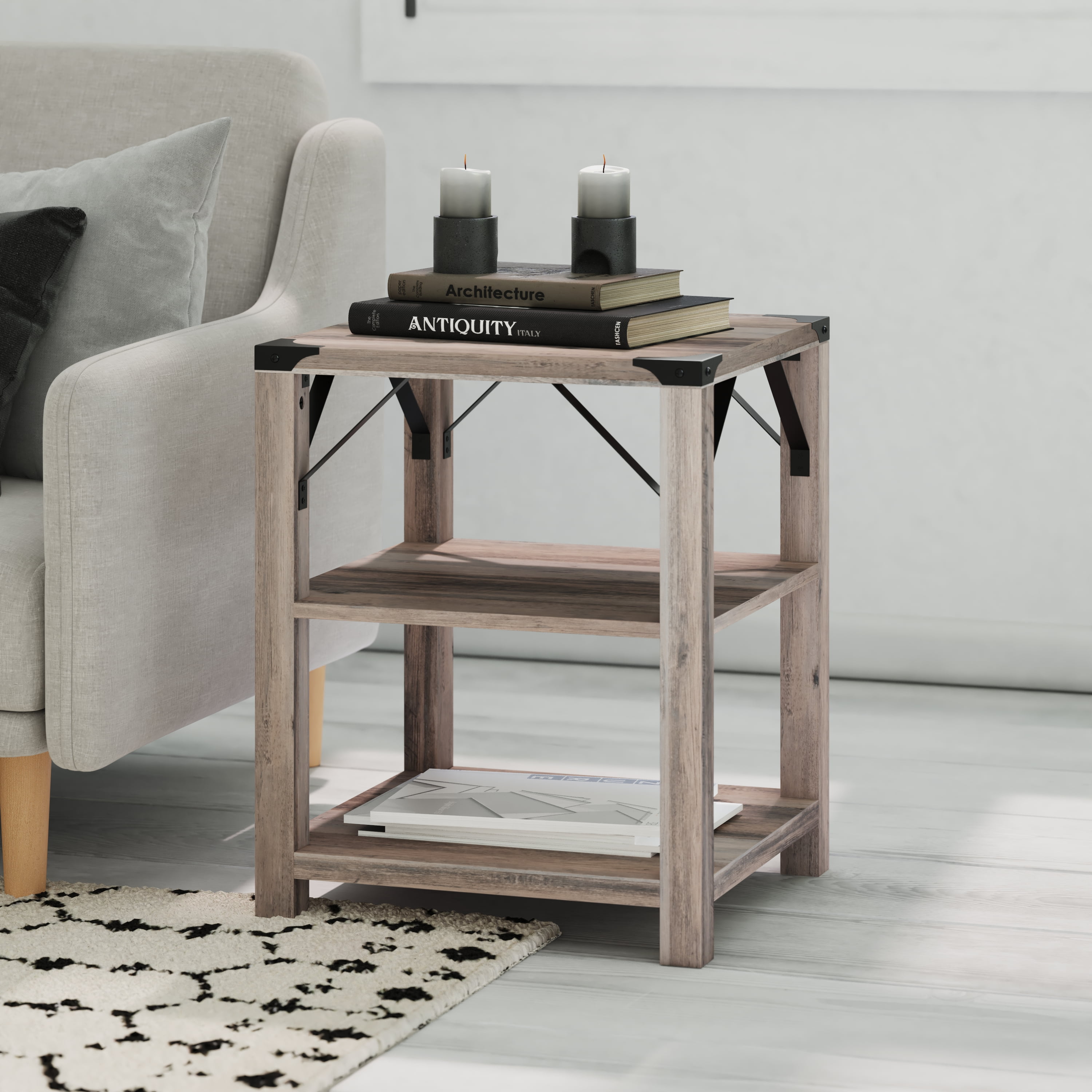 Emma + Oliver Engineered Wood Modern Farmhouse Two Tiered End Table ...