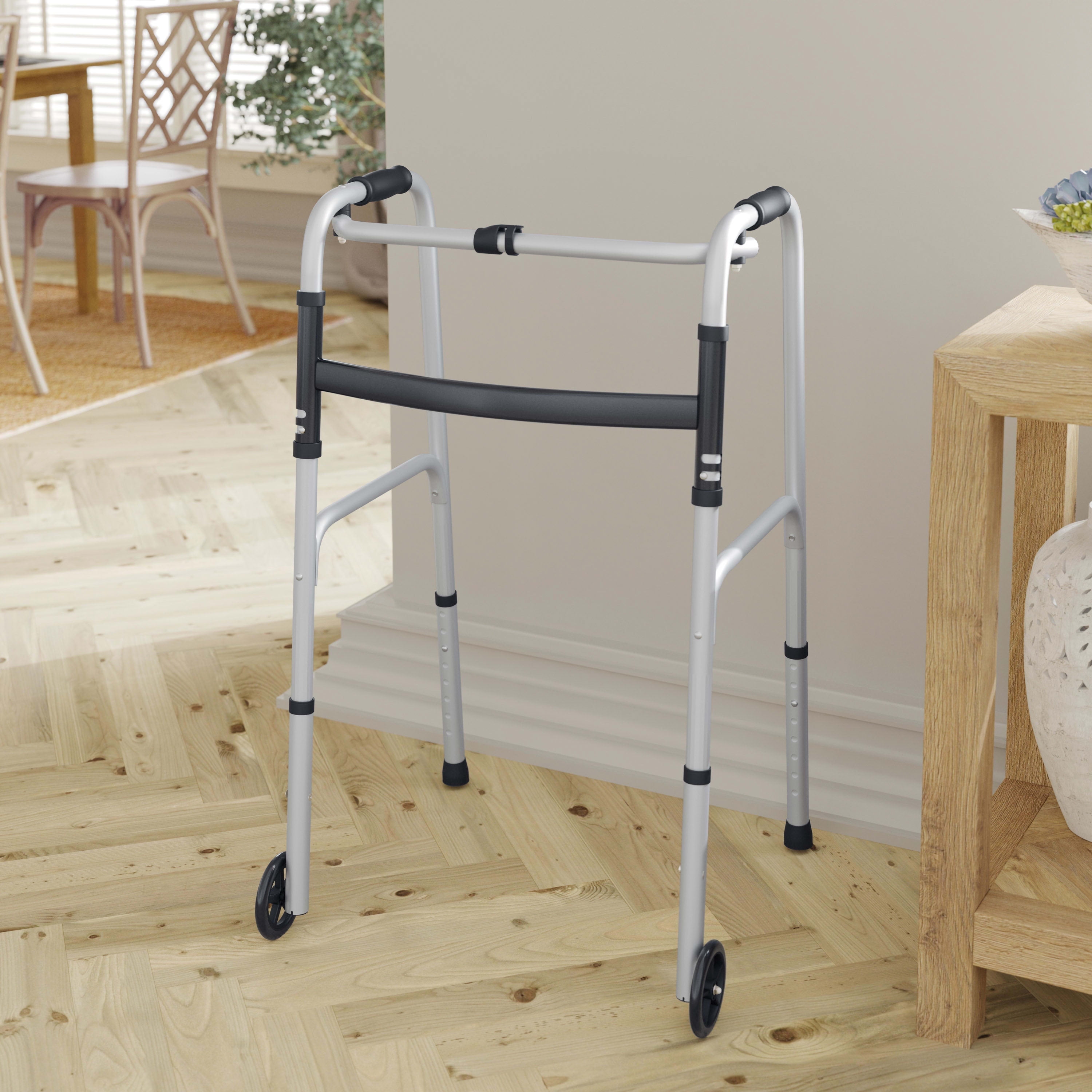 Emma + Oliver Foldable Walker with Height Adjustable, Lightweight, Dual ...