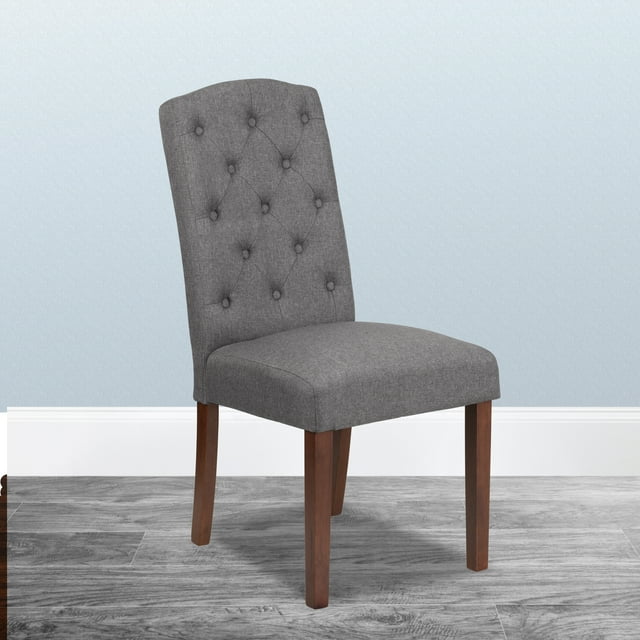 Emma + Oliver Gray Fabric Diamond Patterned Button Tufted Parsons Chair ...