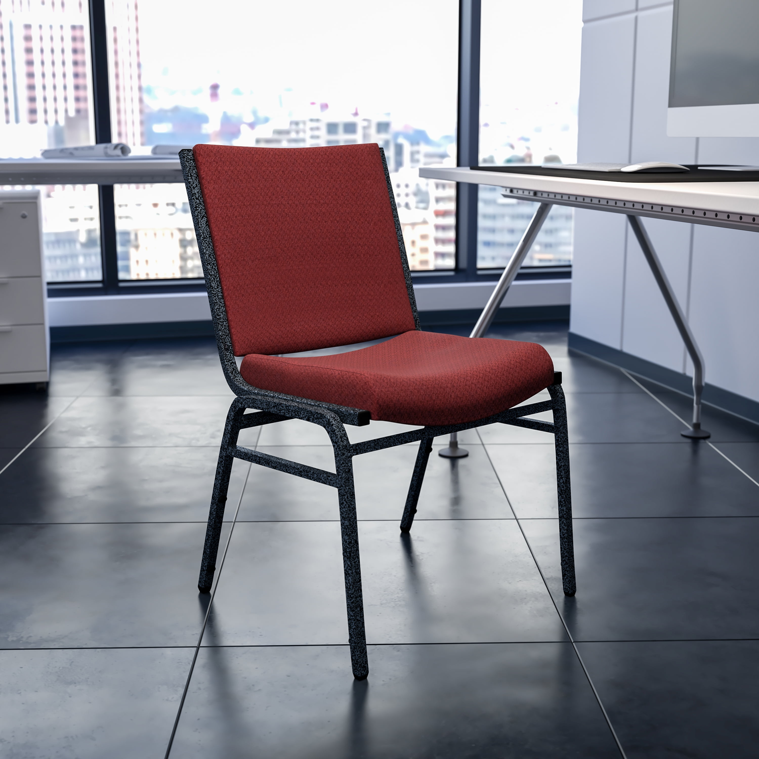 Emma + Oliver Heavy Duty Burgundy Patterned Fabric Stack Chair ...
