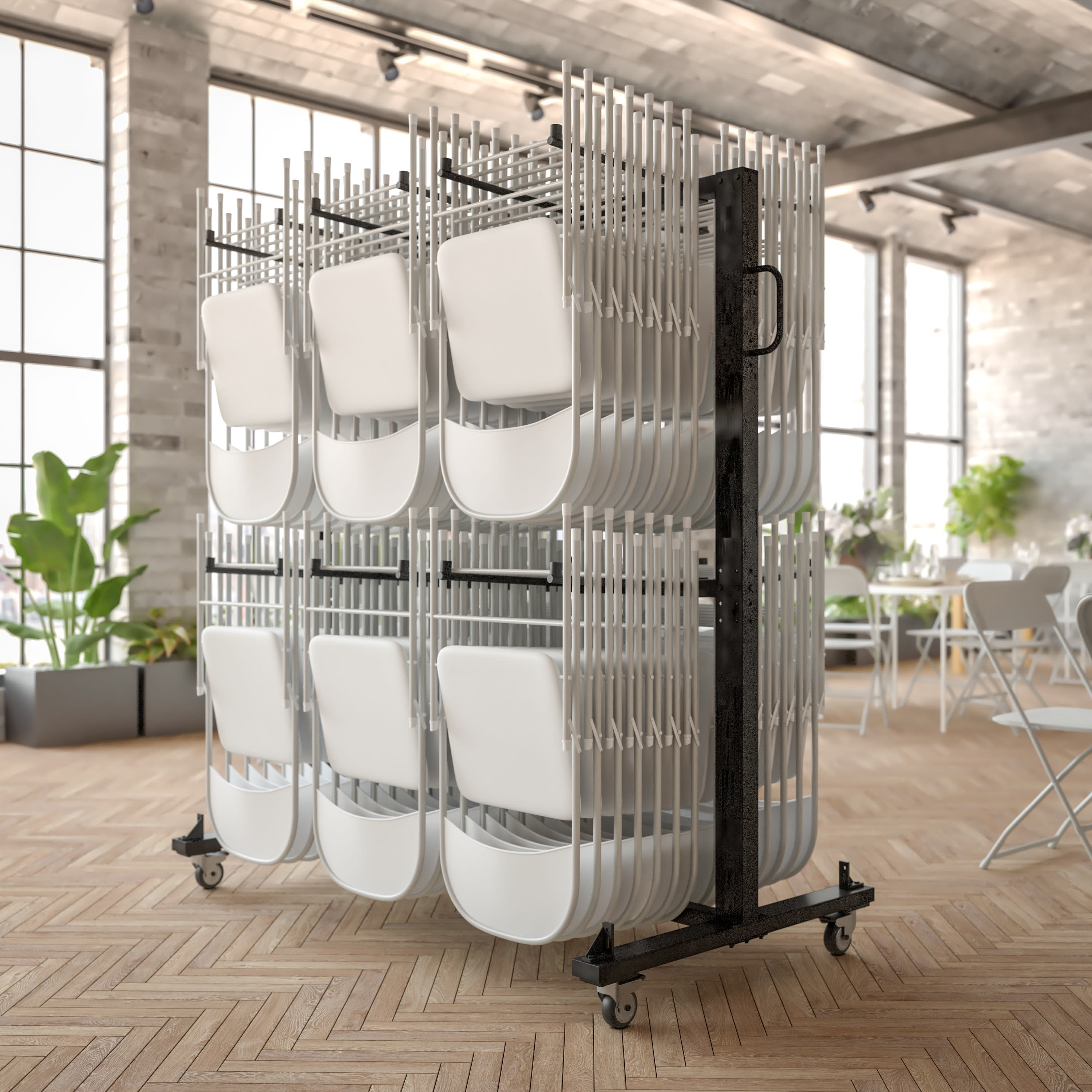 Emma + Oliver Heavy Duty Folding Table and Chairs Mobile Cart with ...