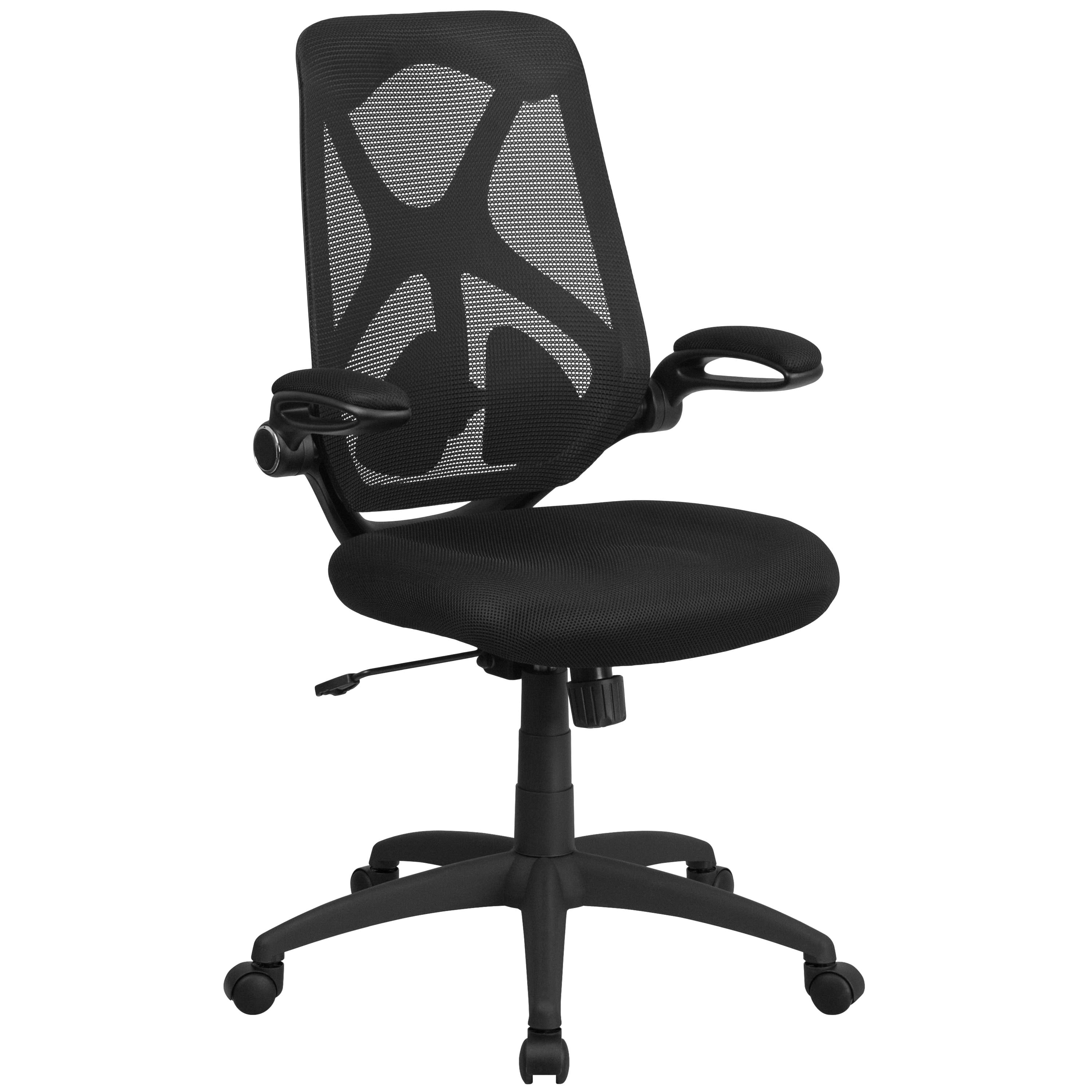 Emma + Oliver High Back Black Mesh 2-Paddle Ergonomic Office Chair ...