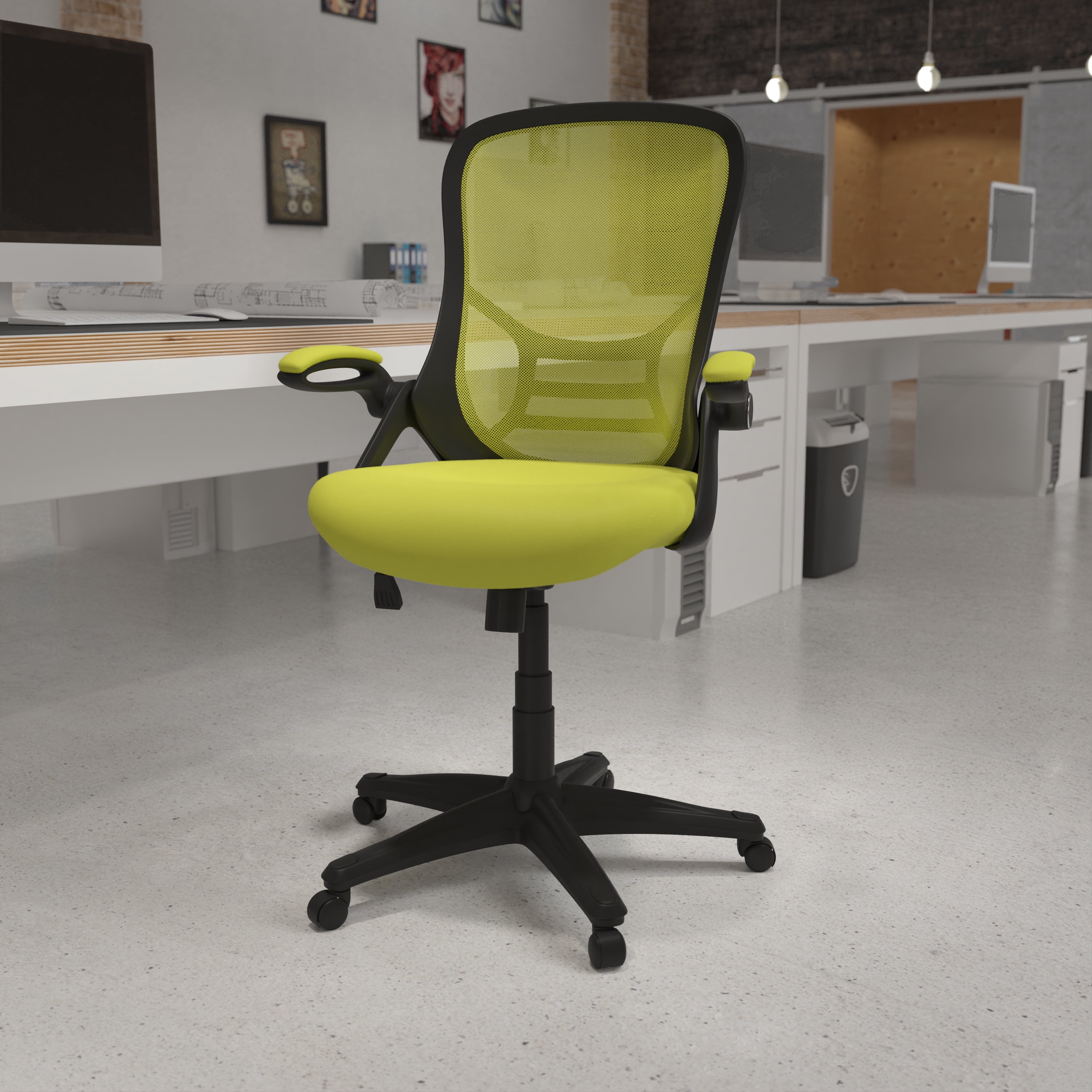 Emma + Oliver High Back Green Mesh Ergonomic Office Chair with Black ...