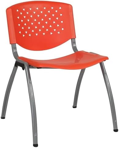 Emma + Oliver Home and Office Orange Plastic Stack Chair with ...