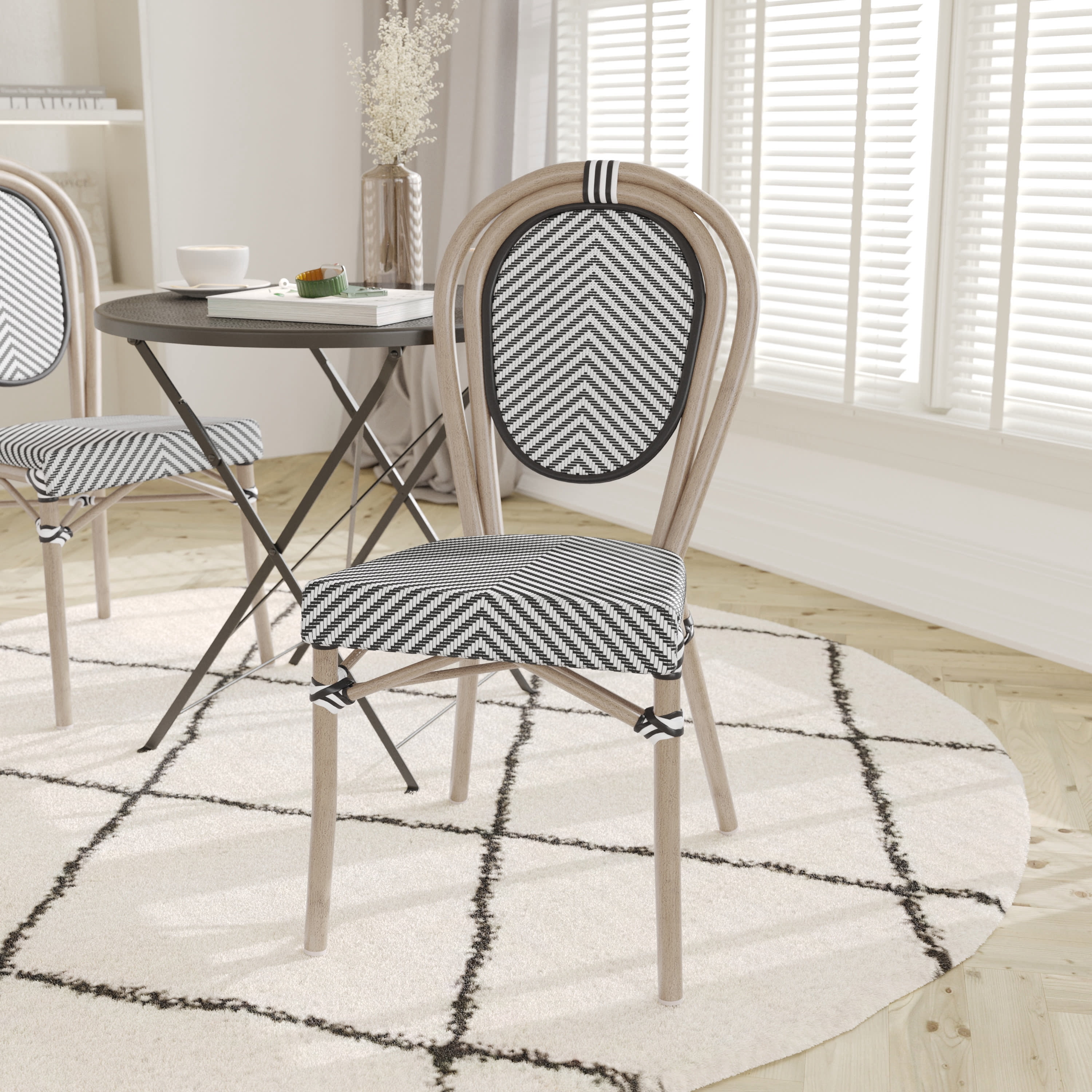 Emma + Oliver Indoor/Outdoor Stacking Thonet Bistro Style Chair with ...