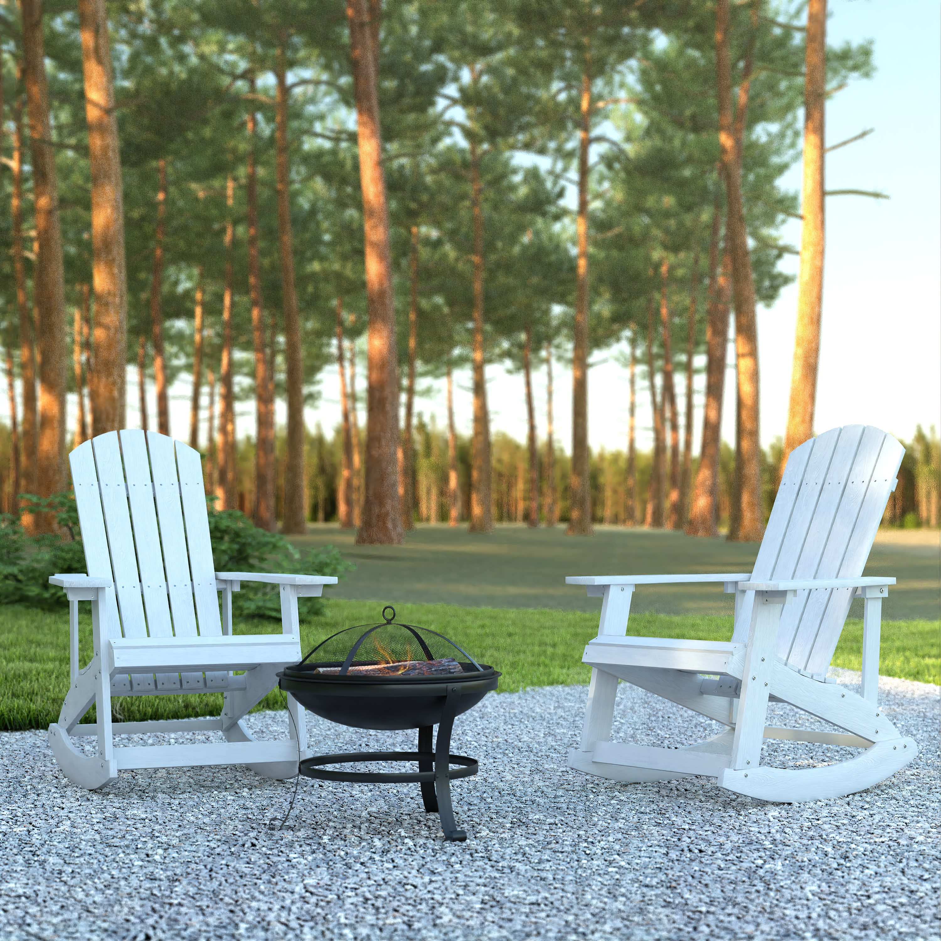 Emma + Oliver Marcy Set of 2 Classic All-Weather Poly Resin Rocking ...