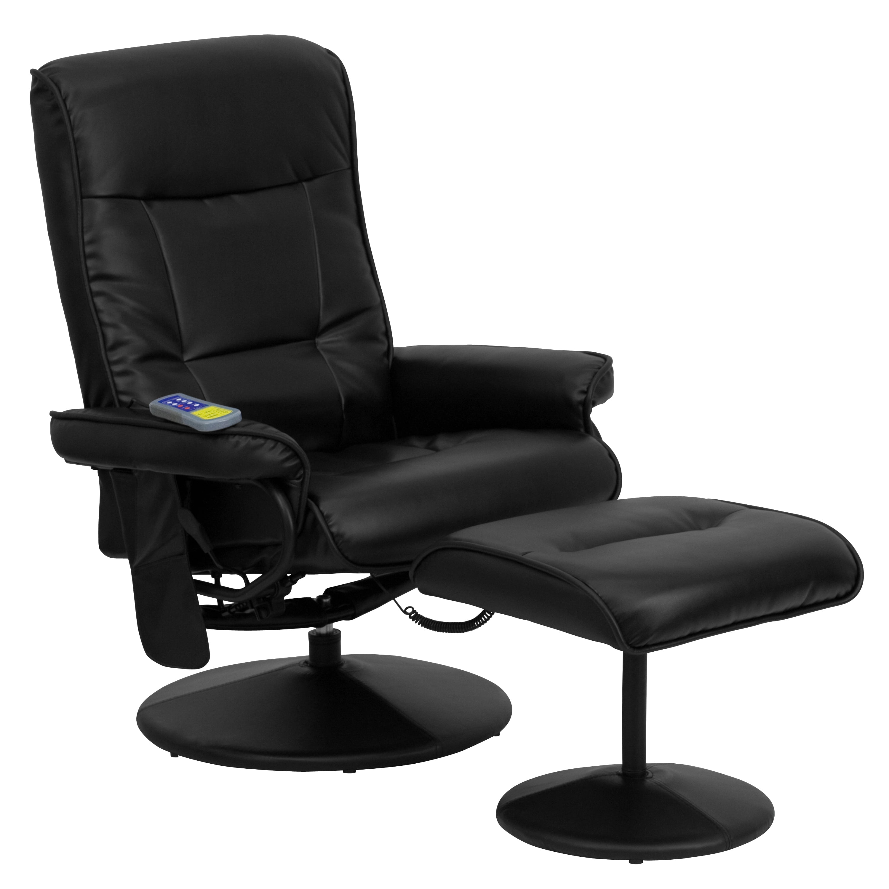 Emma + Oliver Massaging Multi-Position Recliner/Ottoman with Side ...