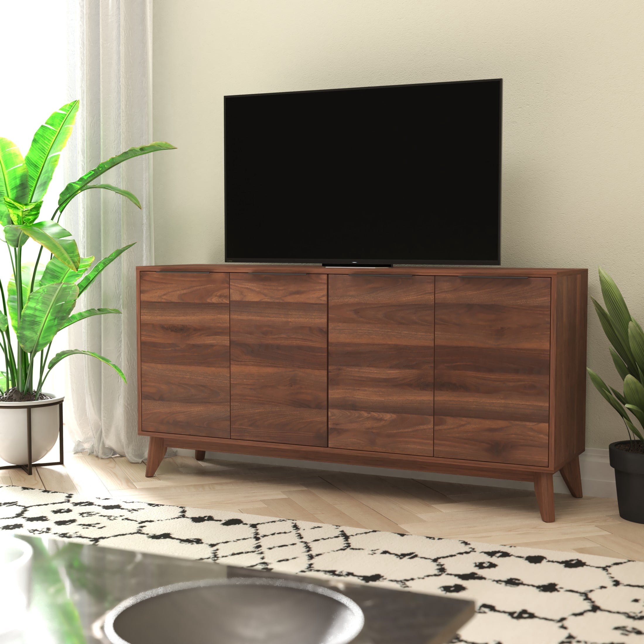 Emma + Oliver Mid-Century Modern 60" Wooden Buffet with Four Soft Close ...