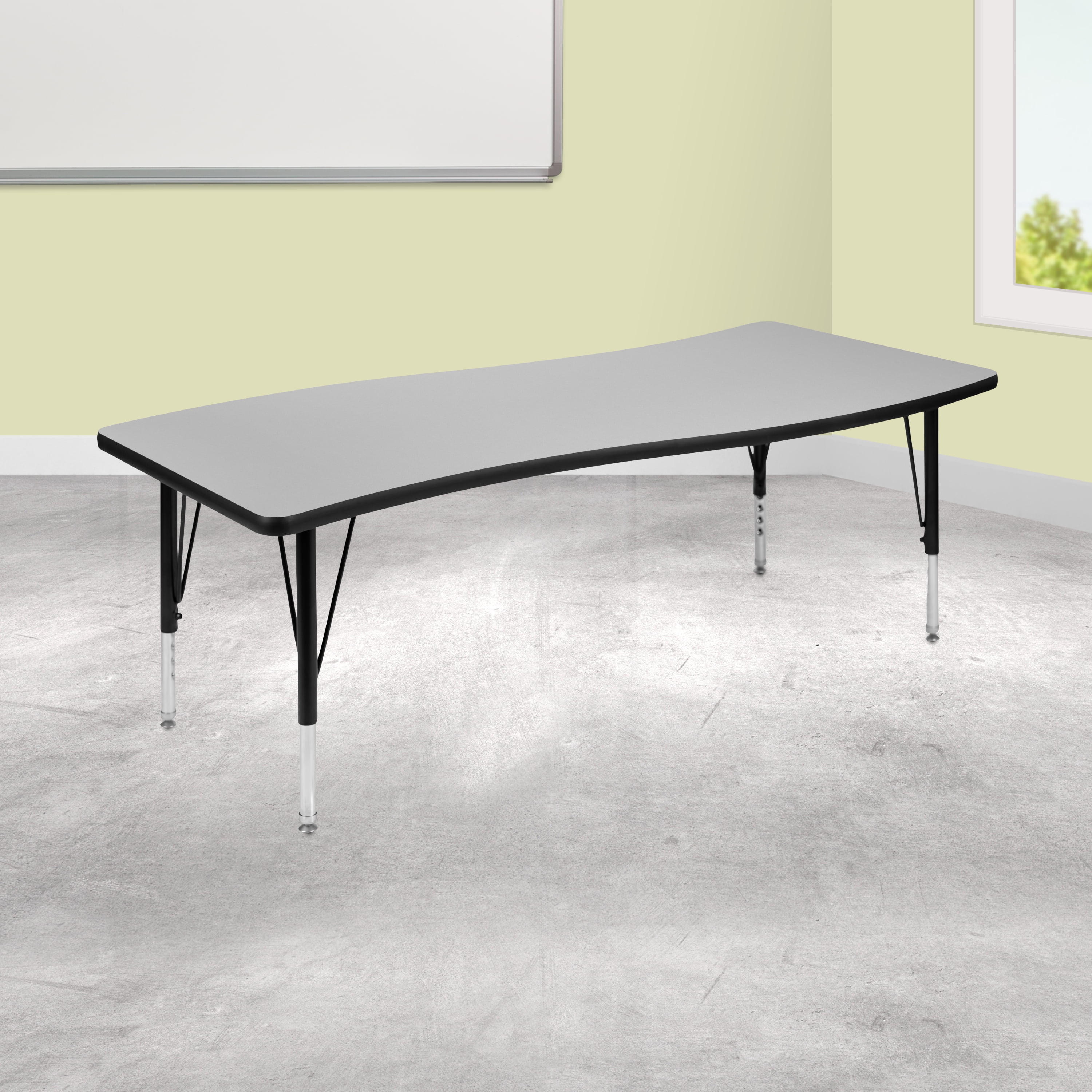 Emma + Oliver 26"W x 60"L Rectangular Wave Flexible Collaborative Grey ...