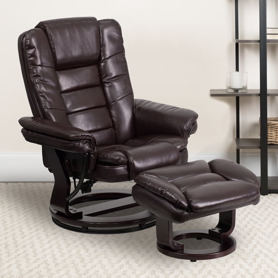 Emma + Oliver Brown LeatherSoft Multi-Position Stitched Recliner ...