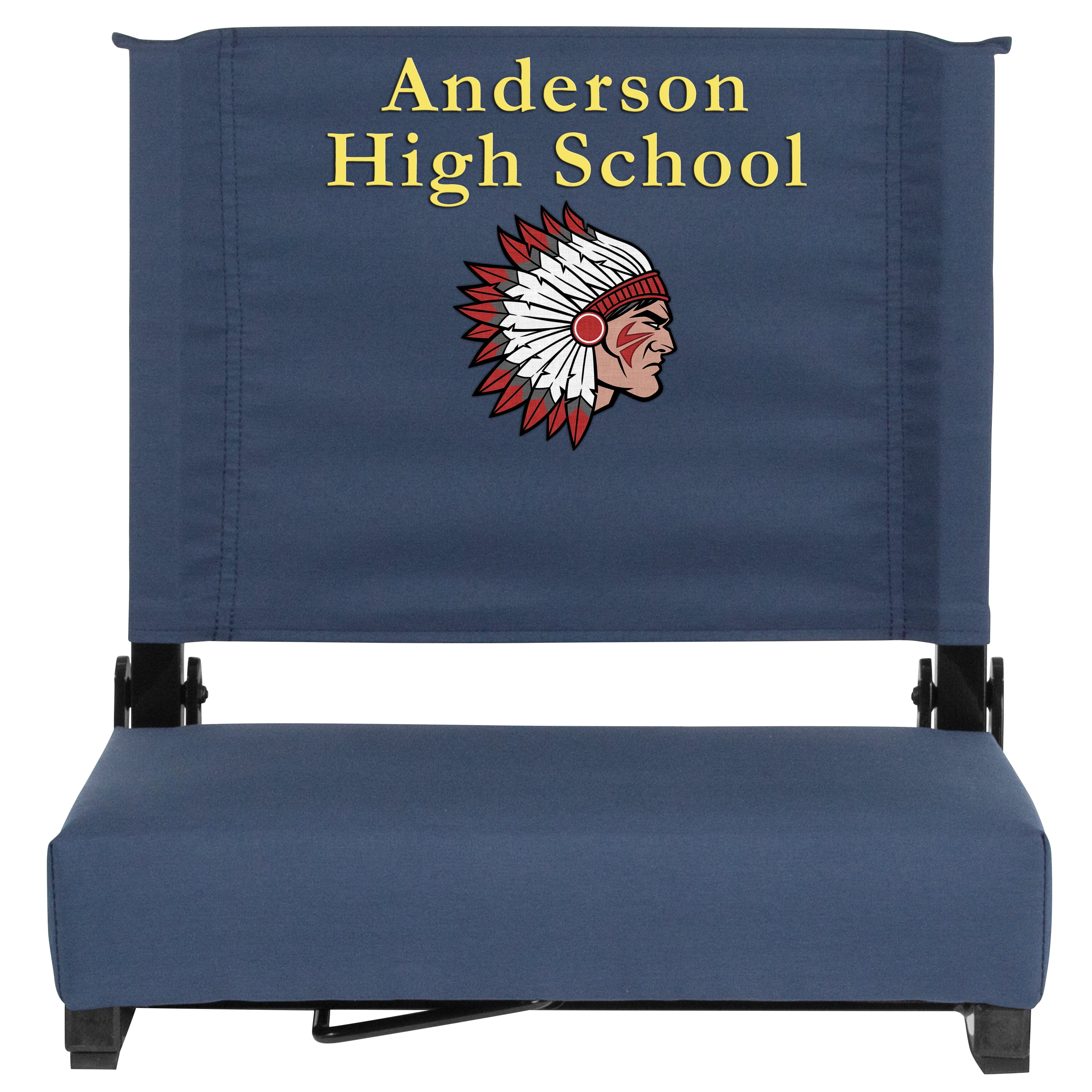 Emma + Oliver Navy Blue Customized Canvas Stadium Chair with Back ...
