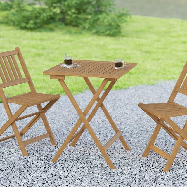 Emma + Oliver Portable Natural Solid Acacia Wood Folding Patio Side ...