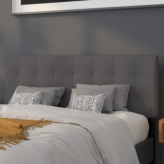 Emma + Oliver Quilted Tufted Padded Queen Size Headboard in Dark Gray ...