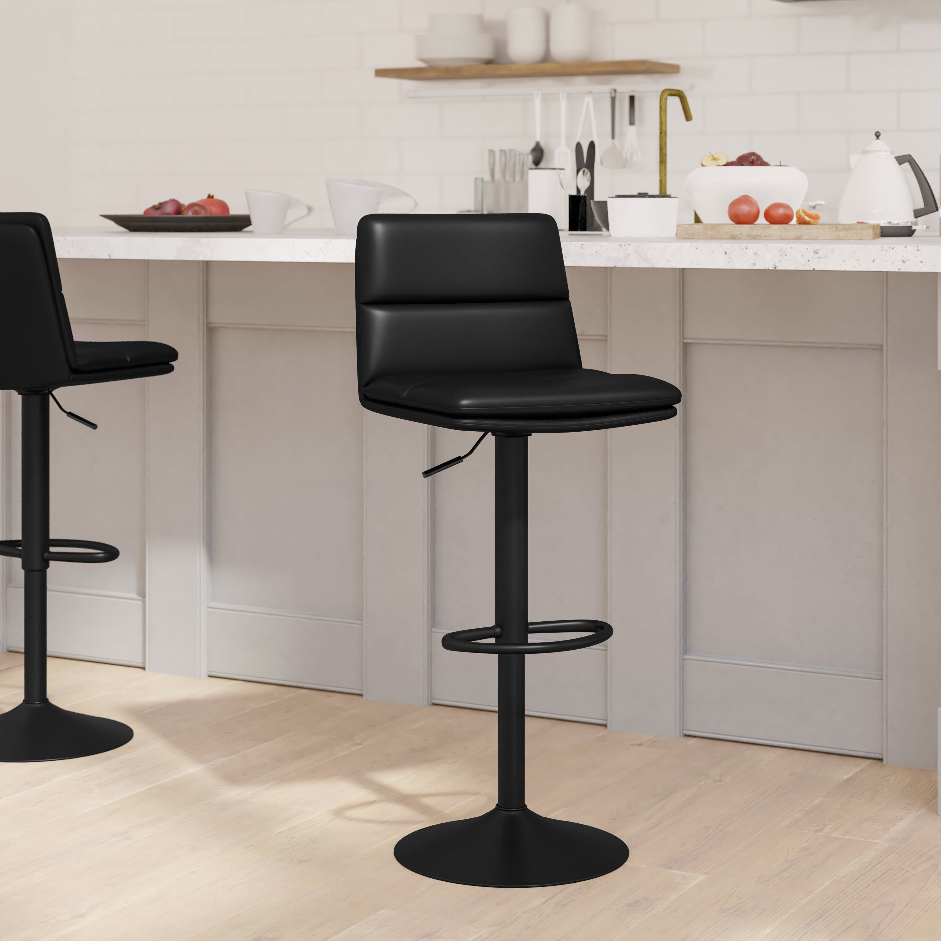 Emma + Oliver Set of Two Faux Leather Upholstered Height Adjustable ...