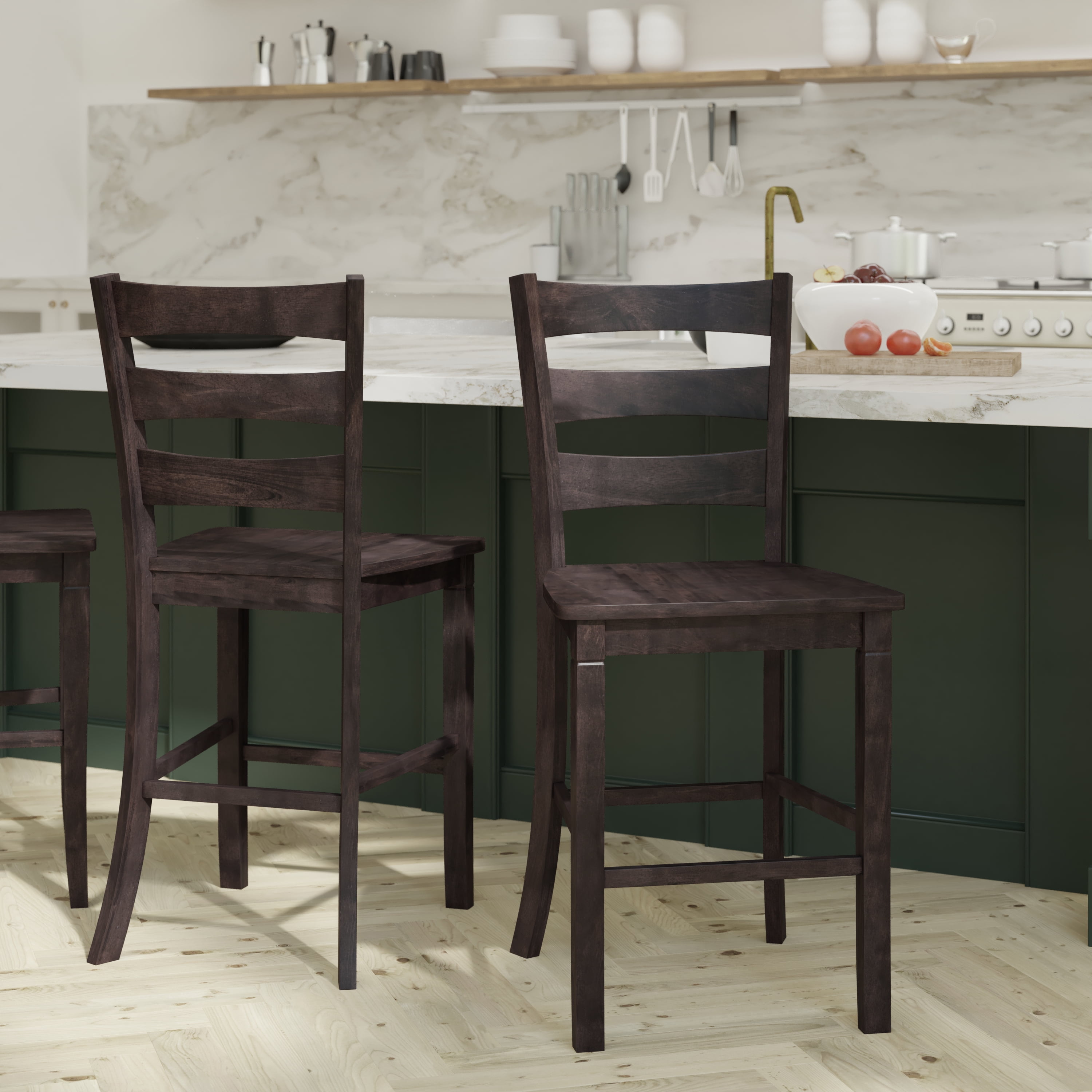 Emma + Oliver Set of 2 Classic Wood Counter Height Dining Stool in Gray ...