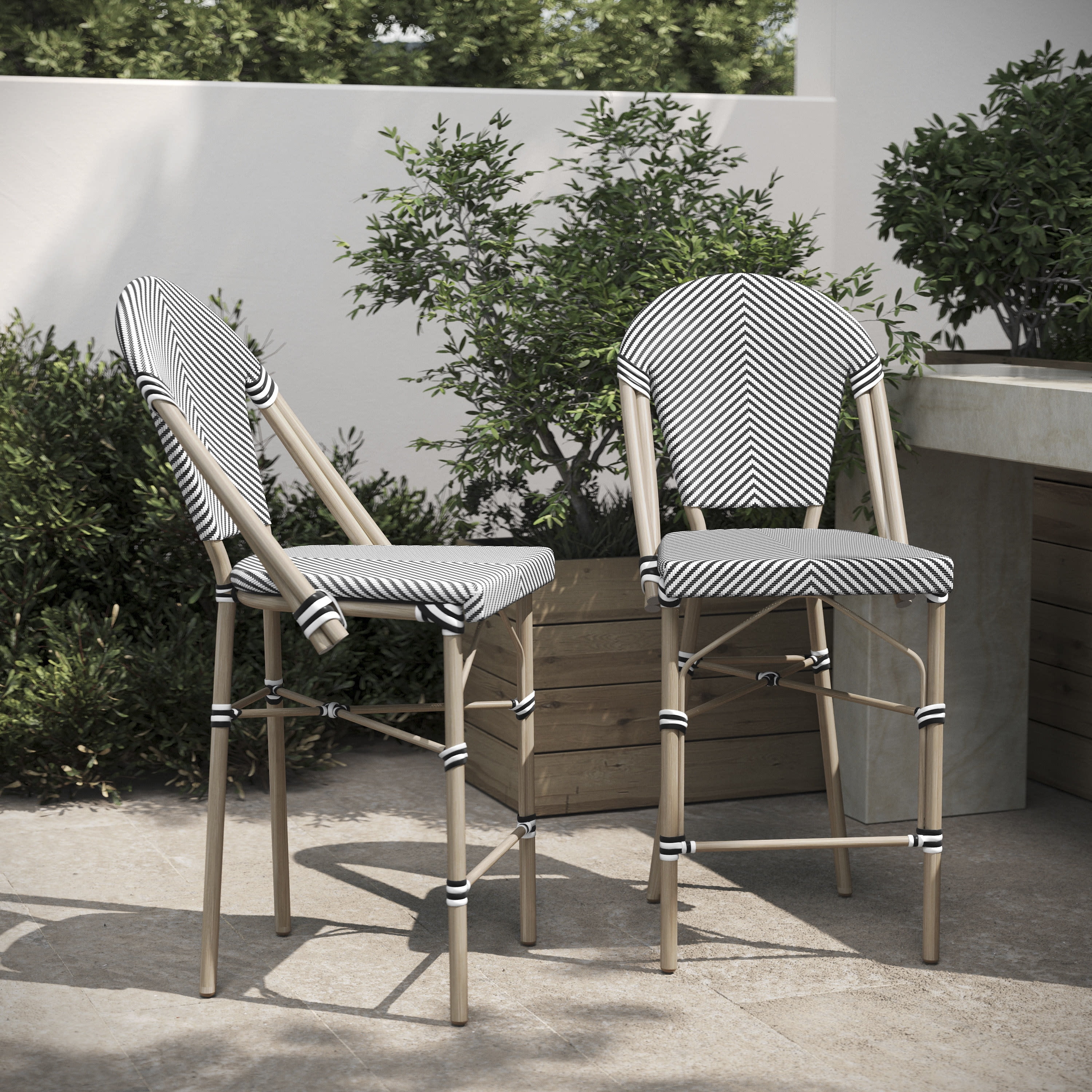 Emma + Oliver Set of 2 Indoor/Outdoor Bistro 26" High Counter Height ...