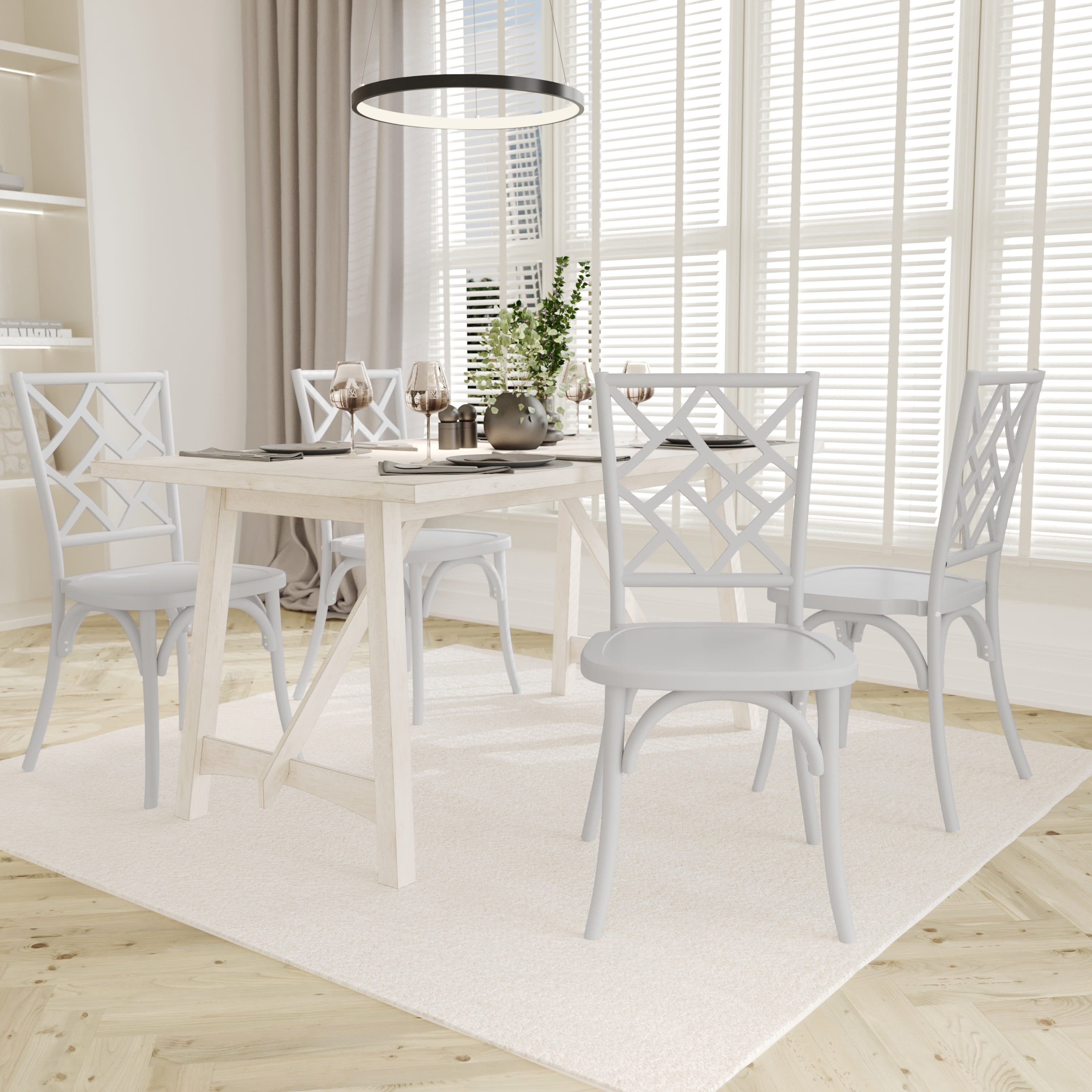 Emma + Oliver Set of 2 Solid Wood Stack Dining Chairs with Decorative ...