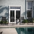 Emma + Oliver Set of 4 Black Textilene Folding Sling Style Patio Chairs ...