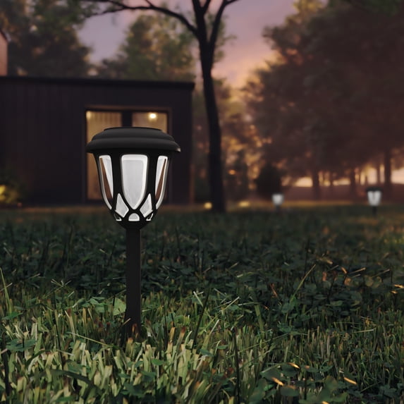 Emma + Oliver Set of 8 Black Flared Solar LED Lights, Decorative Solar ...