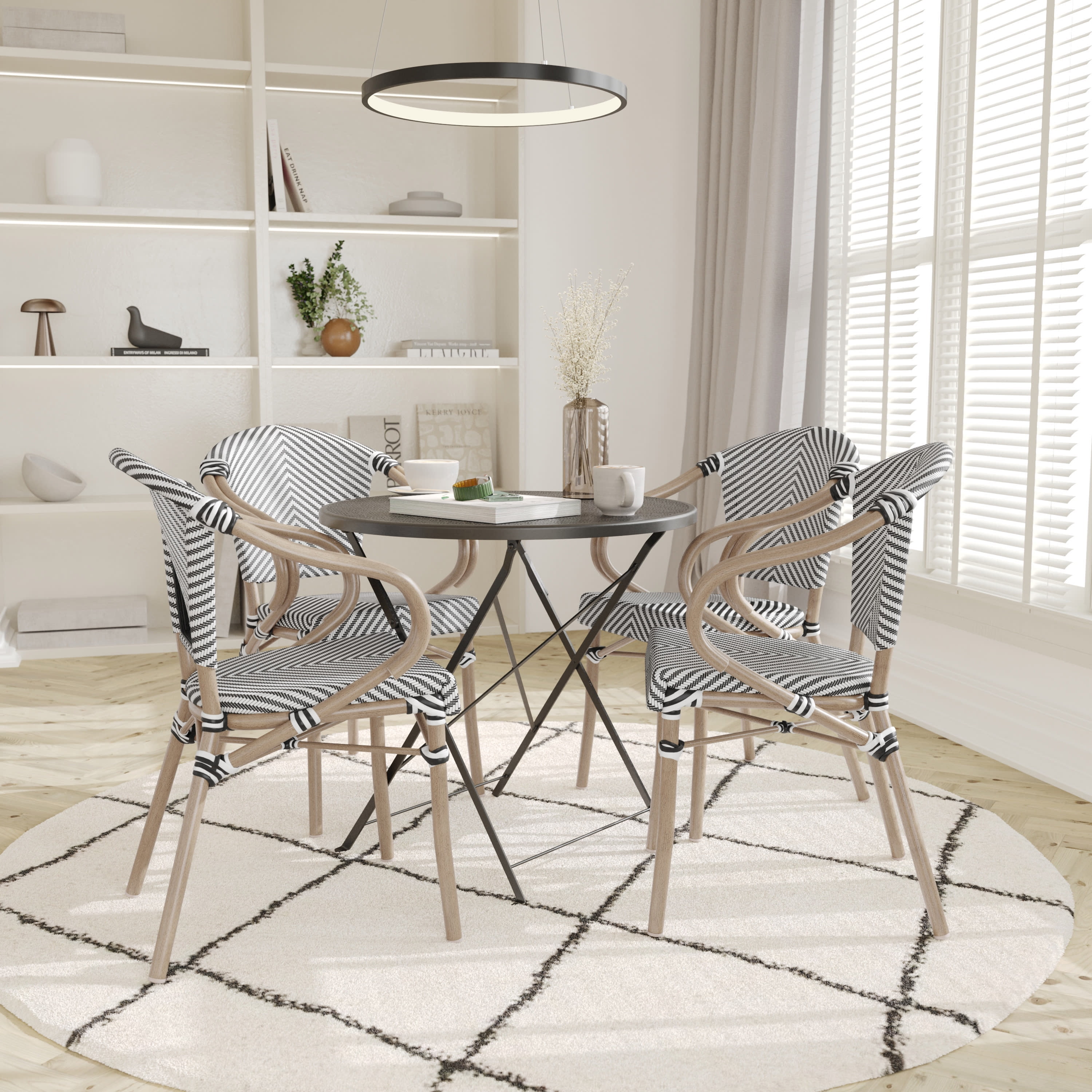 Emma + Oliver Set of Four Indoor/Outdoor Stacking Thonet Bistro Style ...