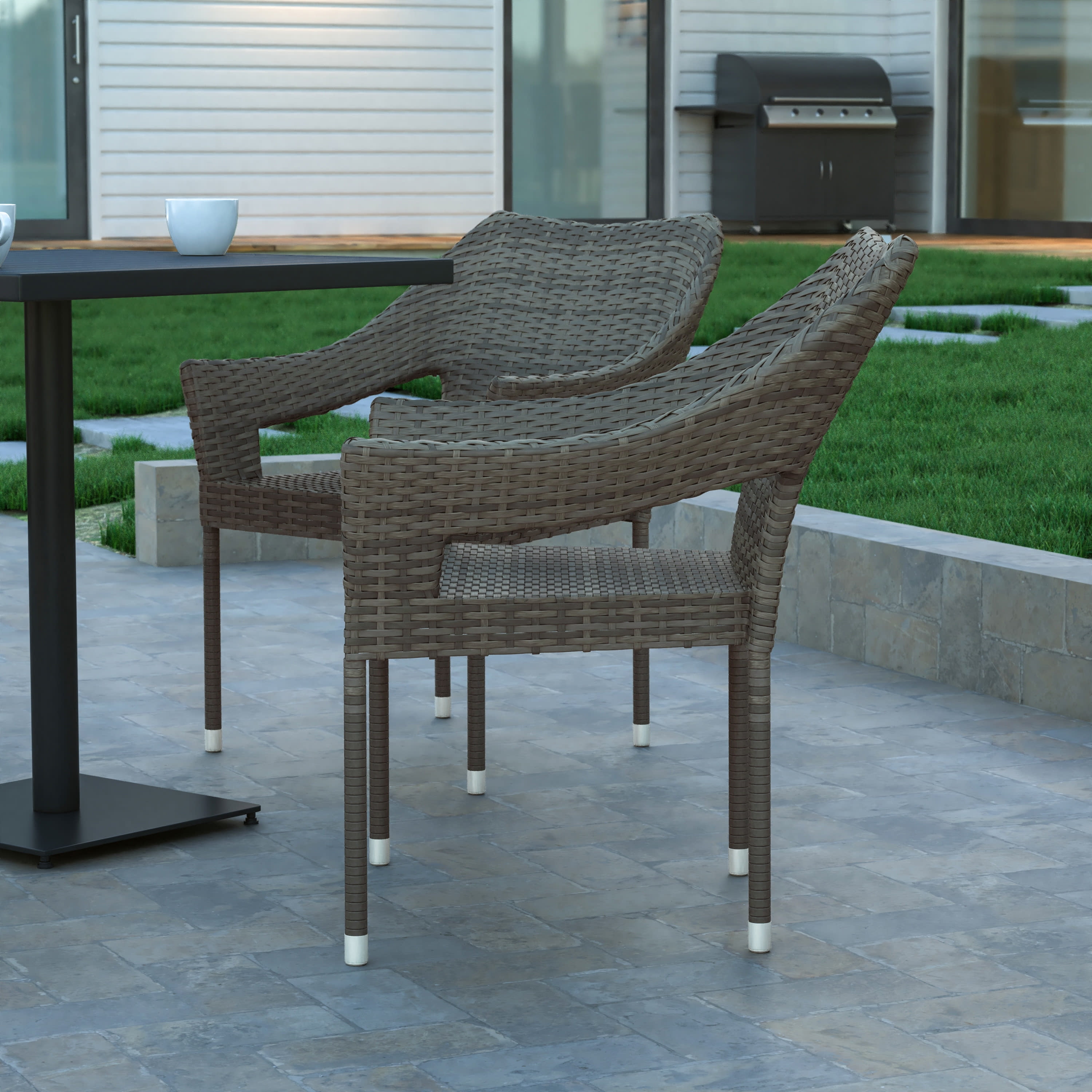 Emma + Oliver Set of Two All-Weather Indoor/Outdoor Stacking Patio ...
