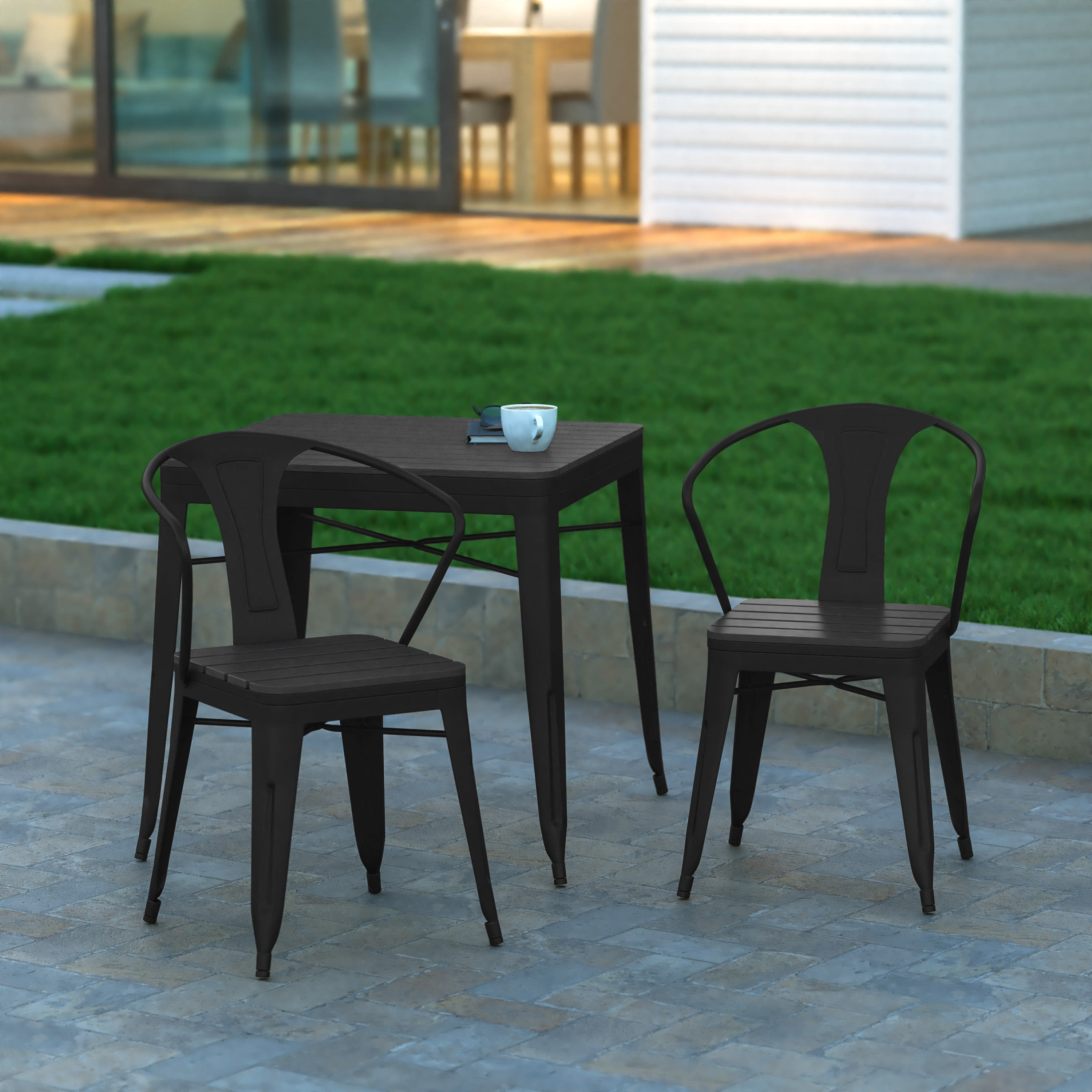 Emma + Oliver Set of Two Modern Weather and Rust Resistant Steel ...