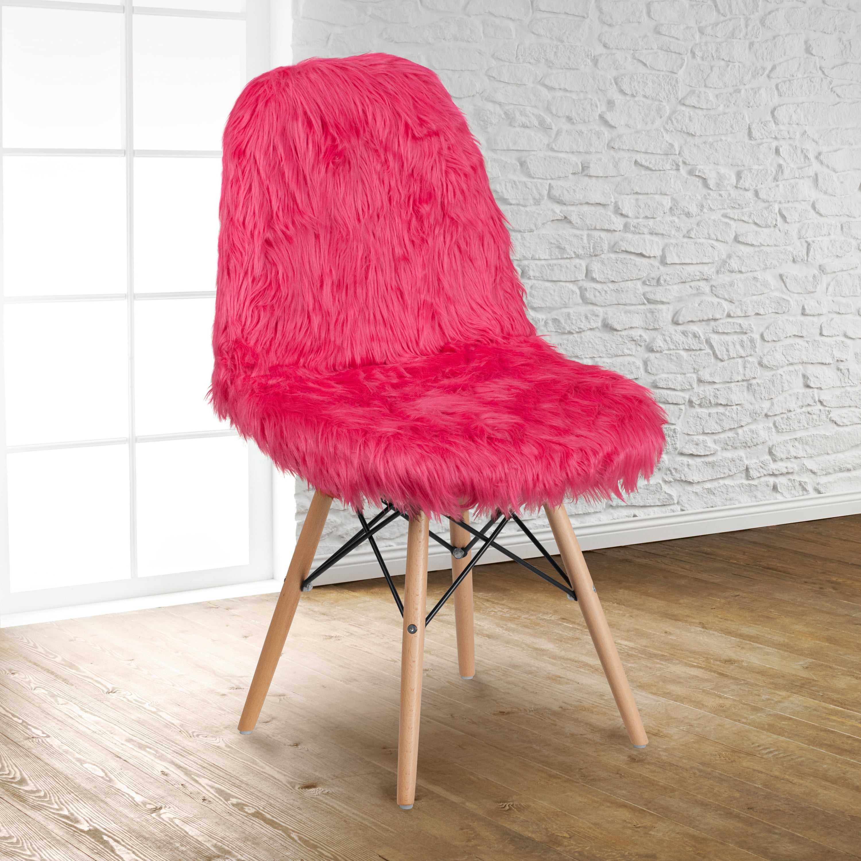 Emma + Oliver Shaggy Dog Hot Pink Accent Chair - Walmart.com