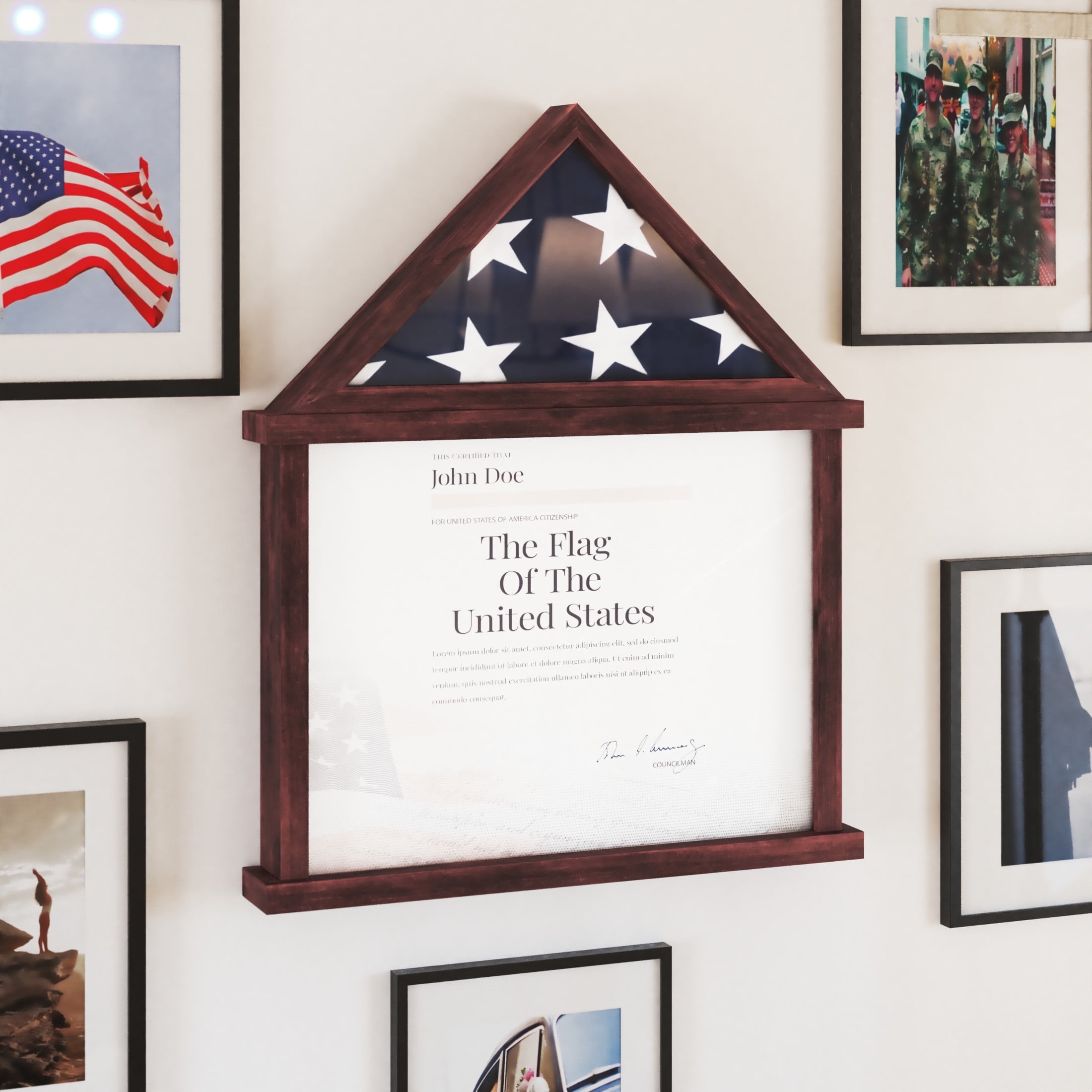 Emma + Oliver Small Mahogany Finished Solid Wood Memorial Flag Case ...