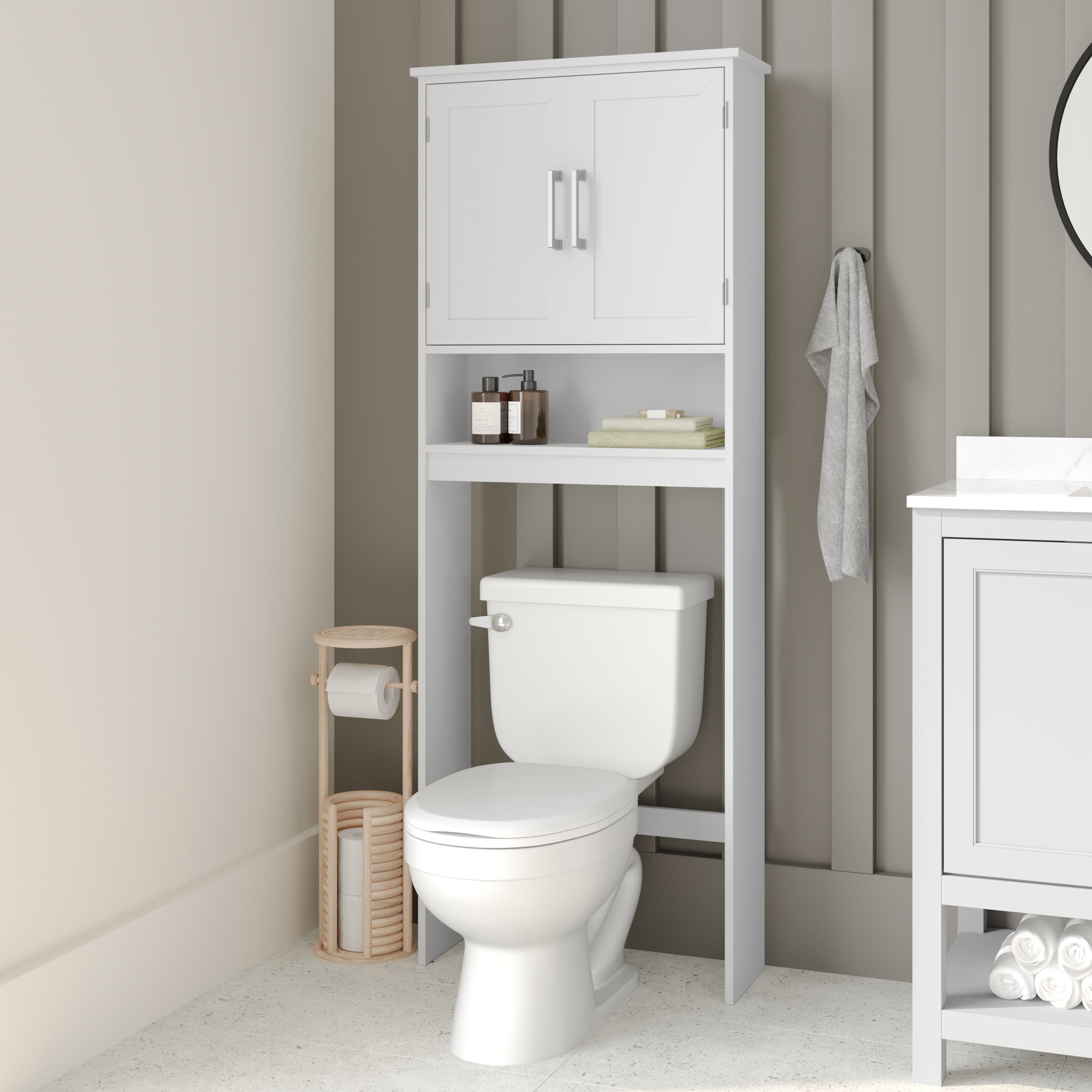 Emma + Oliver Over the Toilet Cabinet Storage Bathroom Organizer with ...