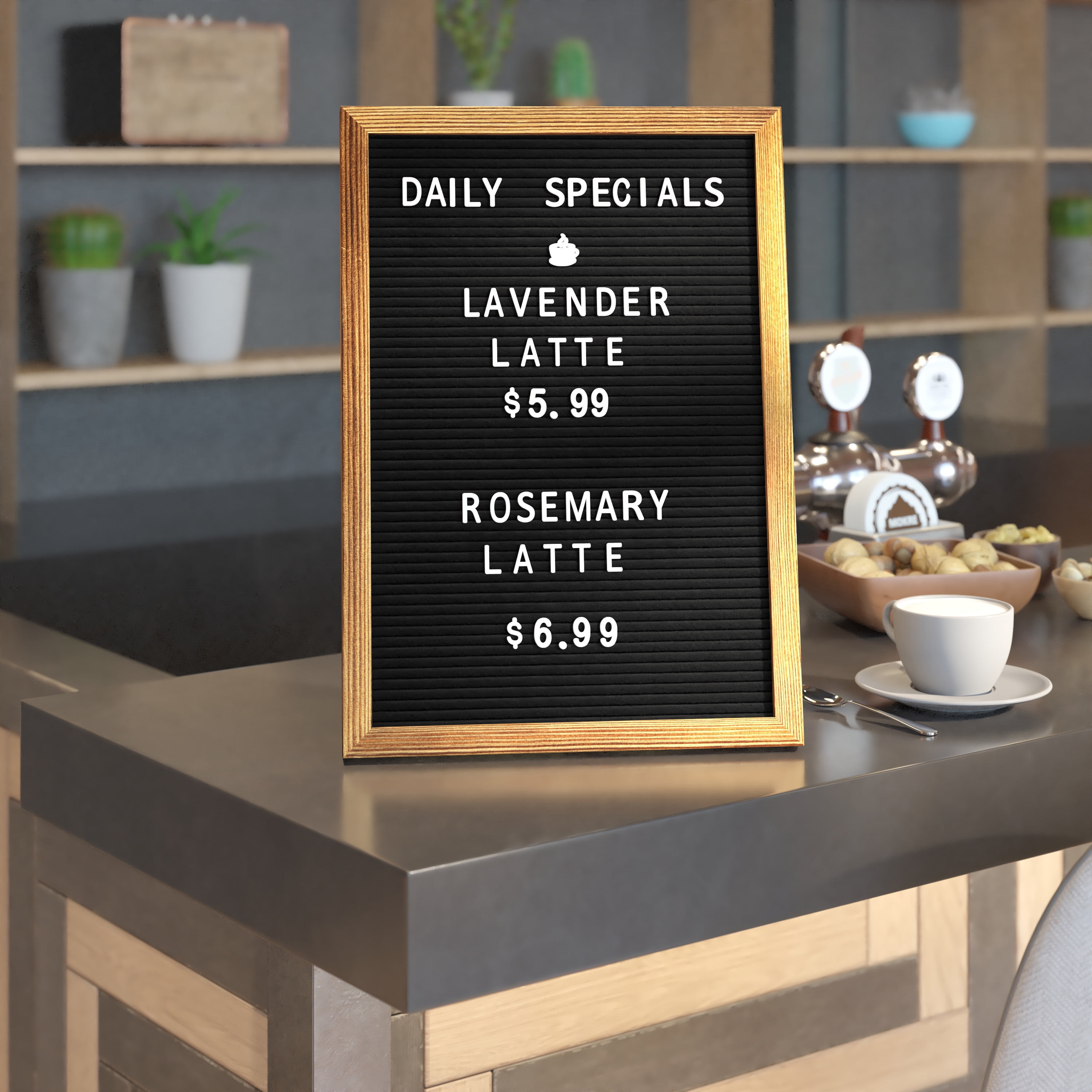 Emma + Oliver Torched Wood 12"x17" and Black Felt Letter Board Set with ...