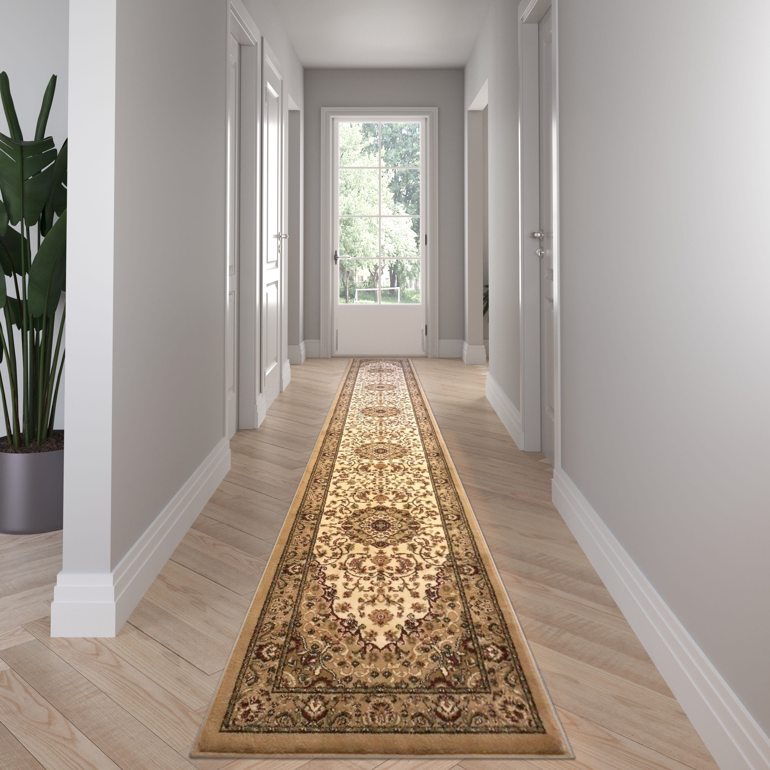 Emma + Oliver Ultra Soft 3'x15' Olefin Accent Rug with Traditional ...
